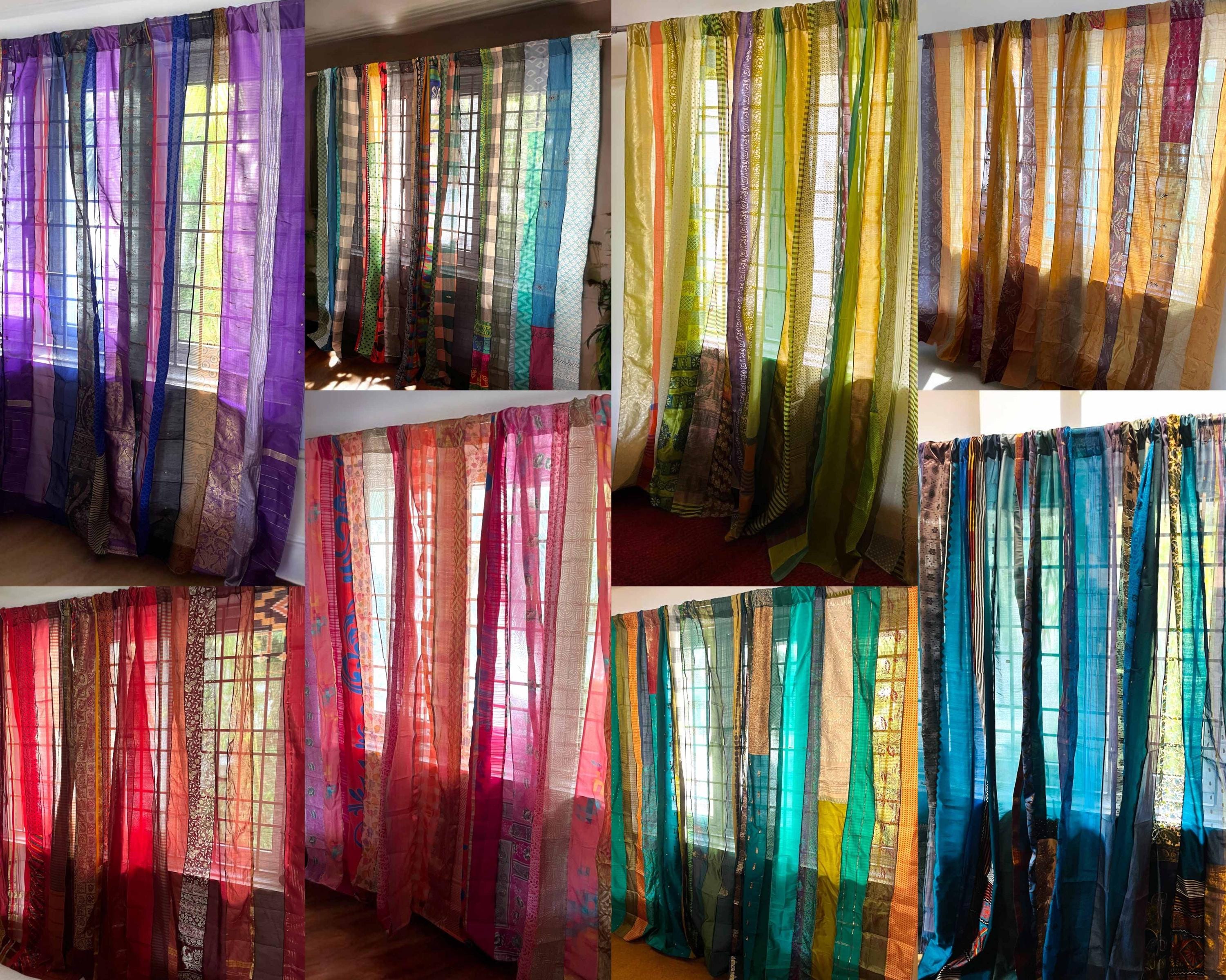 Boho Saree Curtains Upcycled Handmade Saree Curtain With Saree Strips ...