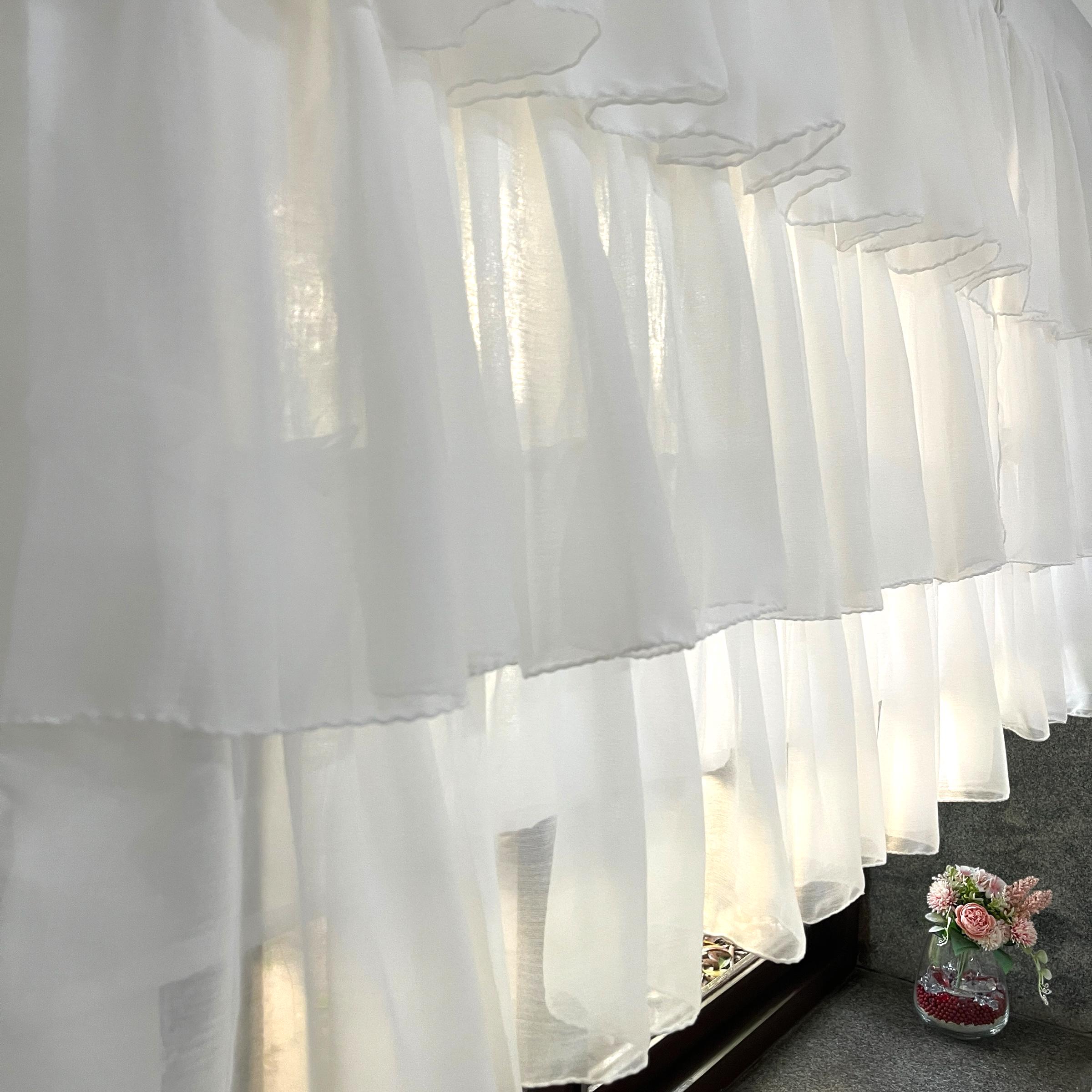 Crystal White Semi Sheer Ruffle Curtains Shabby Chic Breezy Window ...