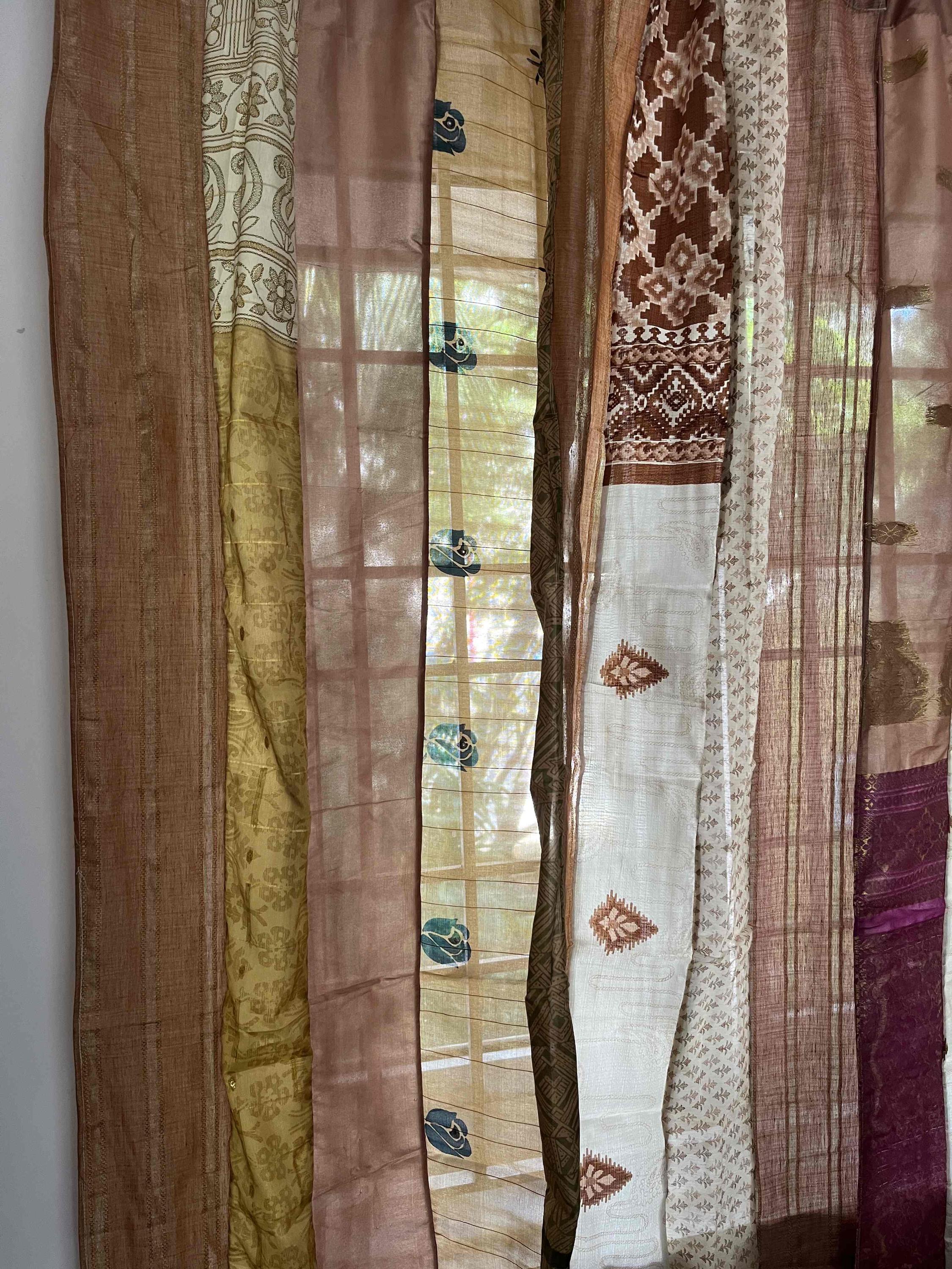 Beige Saree Curtains Upcycled Handmade Saree Curtains With Saree Strips ...