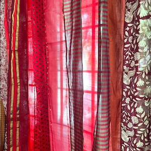 Red Boho Saree Curtains Upcycled Handmade Saree Curtains With Saree ...