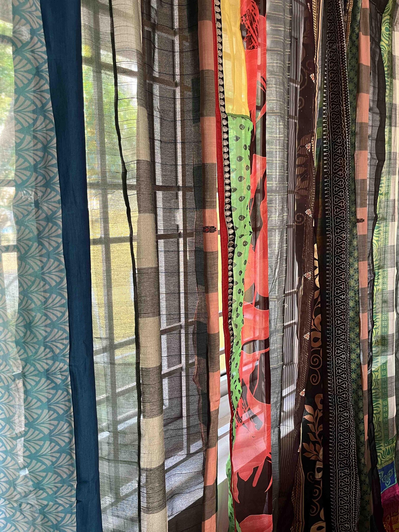 Multicolored Saree Curtains Upcycled Handmade Saree Curtains With Saree ...