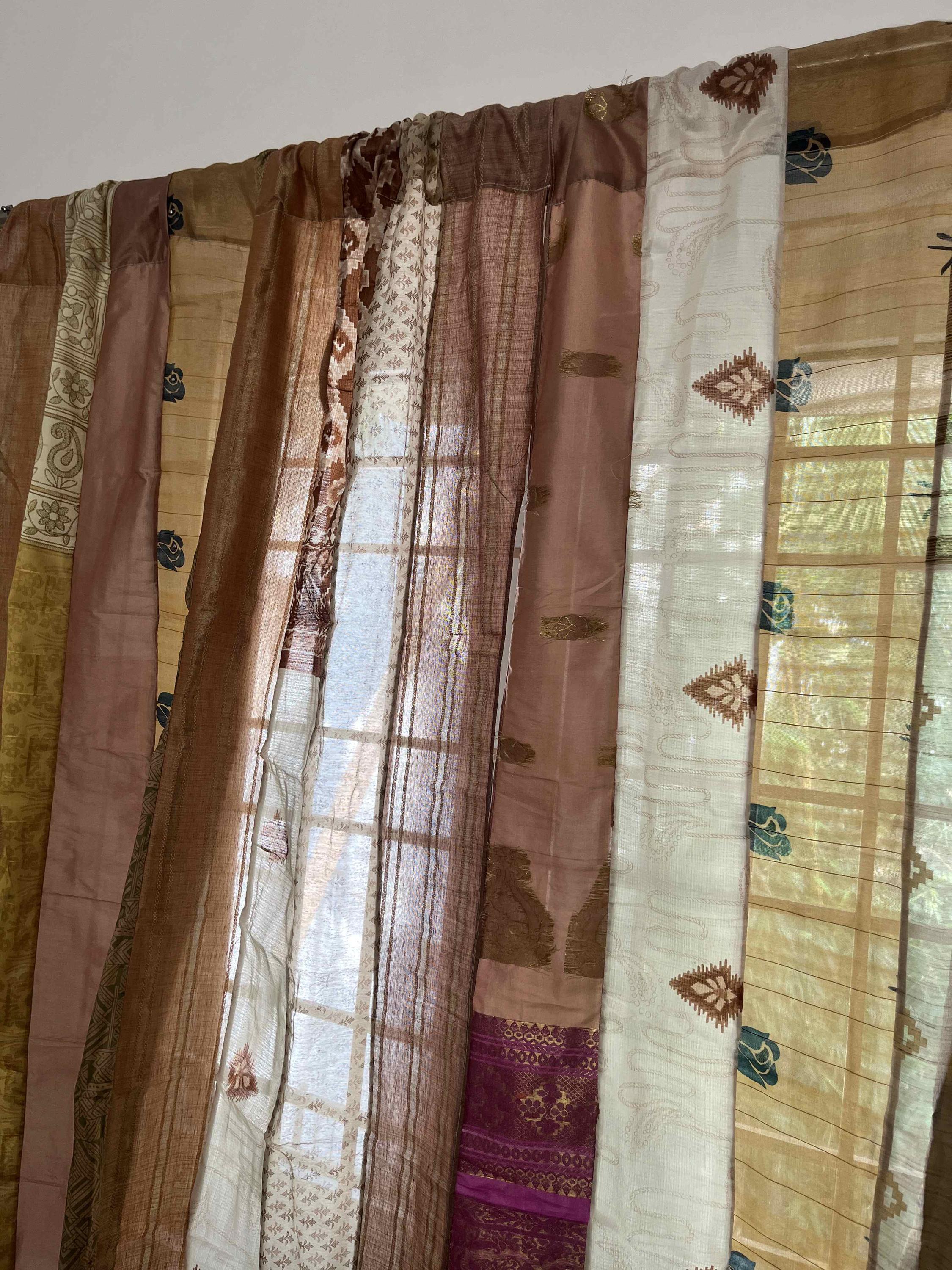 Beige Saree Curtains Upcycled Handmade Saree Curtains With Saree Strips ...