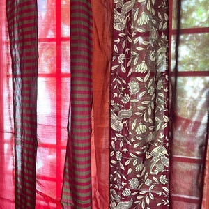 Red Boho Saree Curtains Upcycled Handmade Saree Curtains With Saree ...