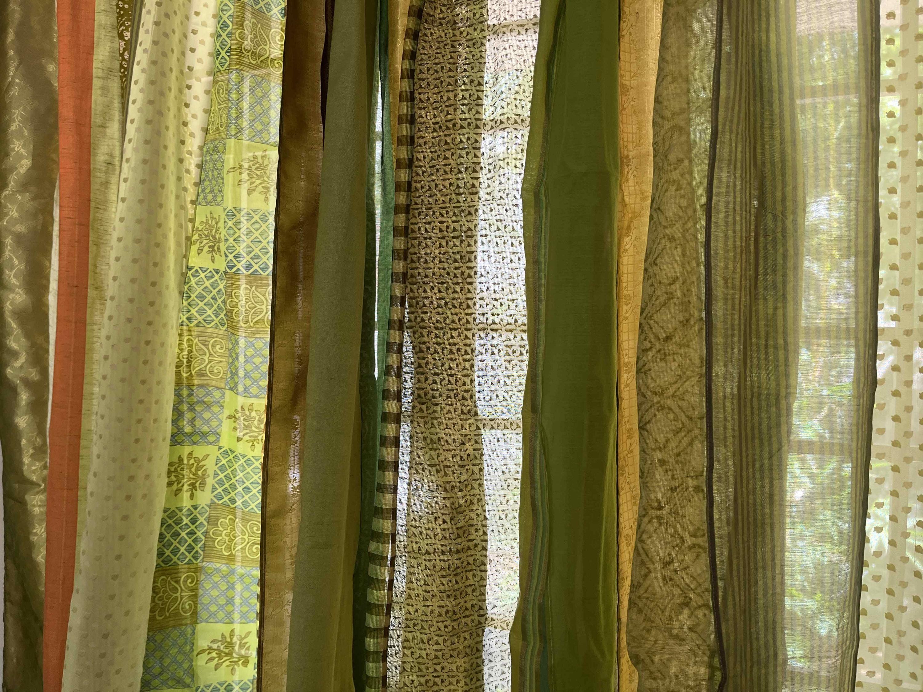 Green Boho Saree Curtains Upcycled Handmade Saree Curtains With Saree ...