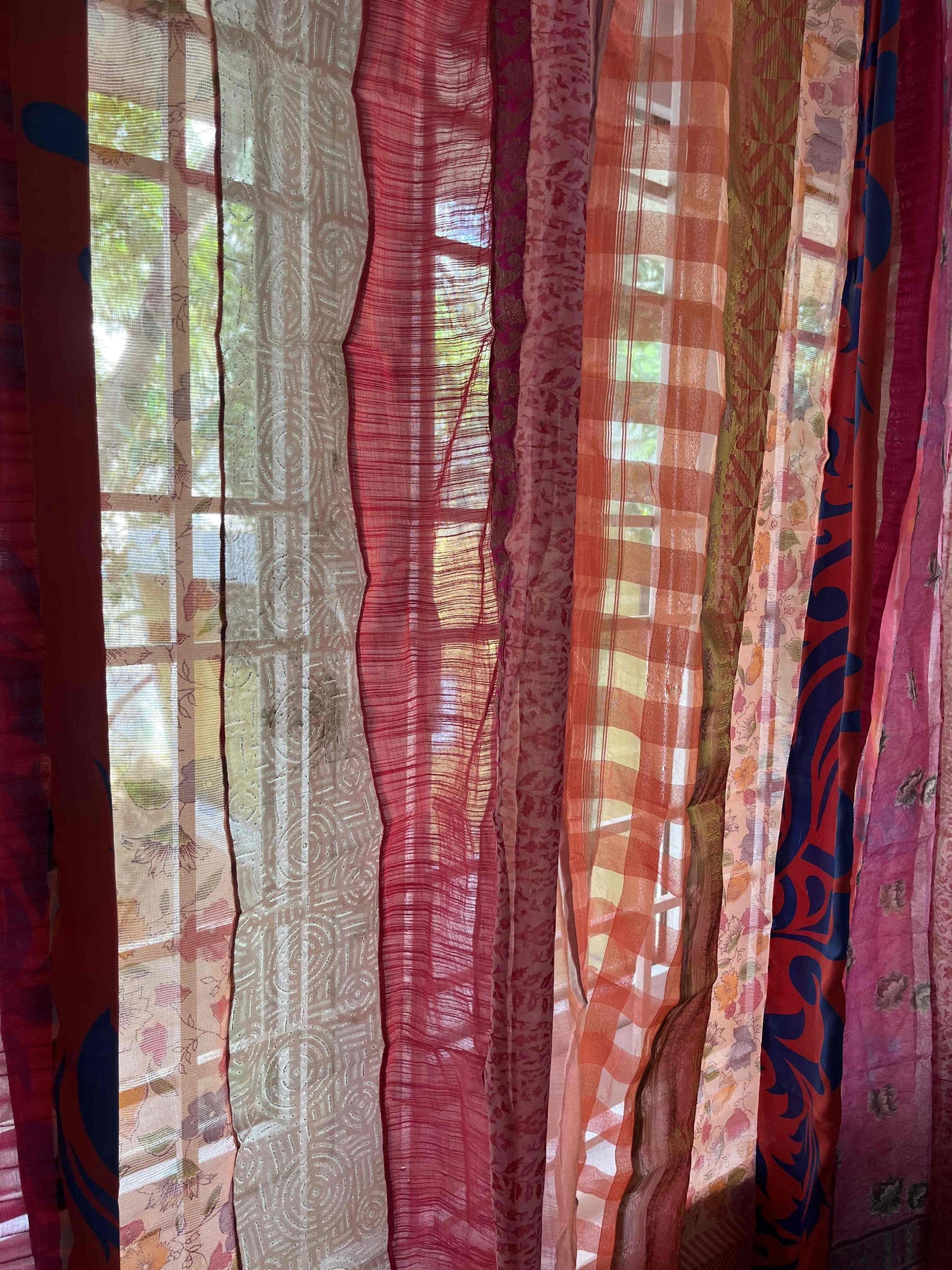 Pink Boho Saree Curtains Upcycled Handmade Saree Curtains With Saree ...