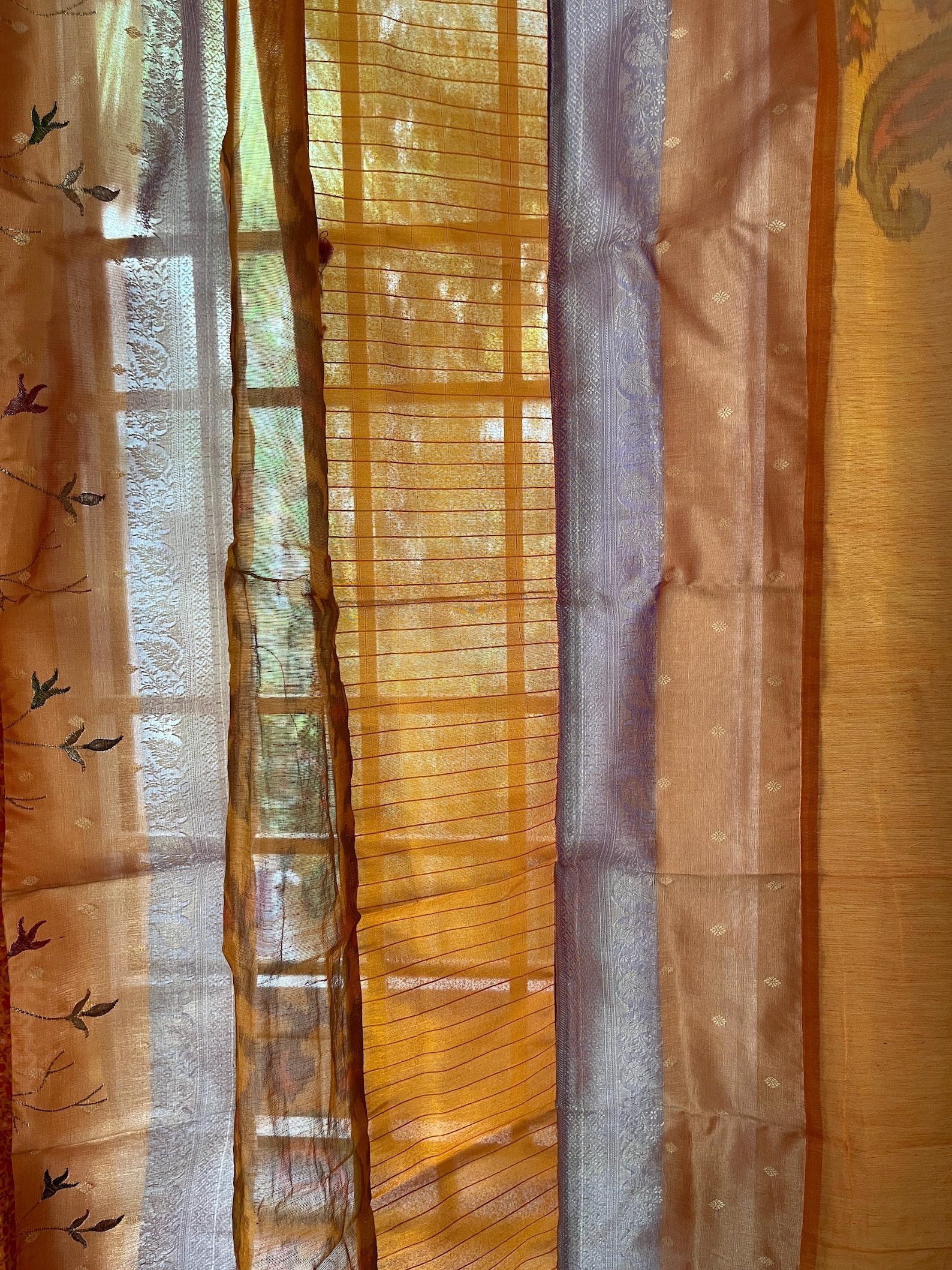 Orange Saree Curtains Upcycled Handmade Saree Curtains With Saree ...