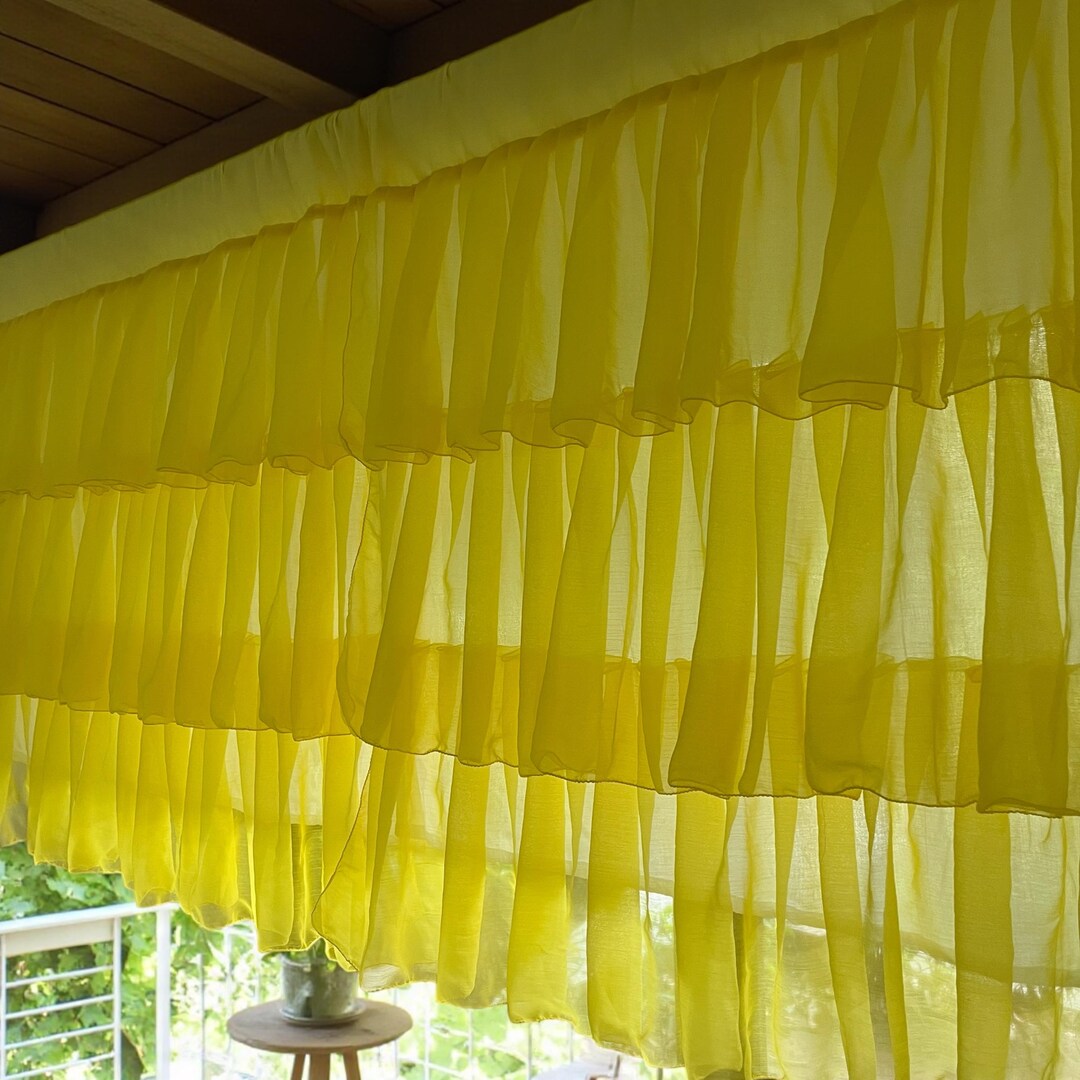 Sunny Bloom Semi Sheer Ruffle Curtains Shabby Chic Breezy Window Panels ...