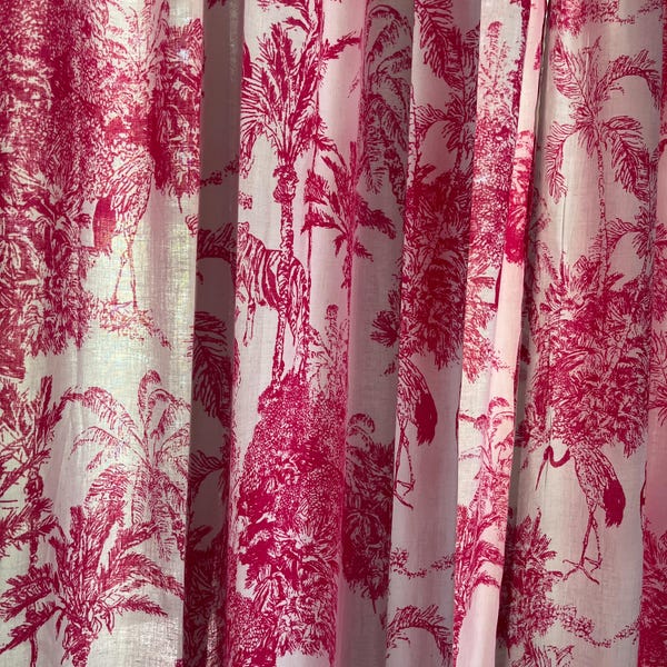 Pink Toile Curtains - Etsy