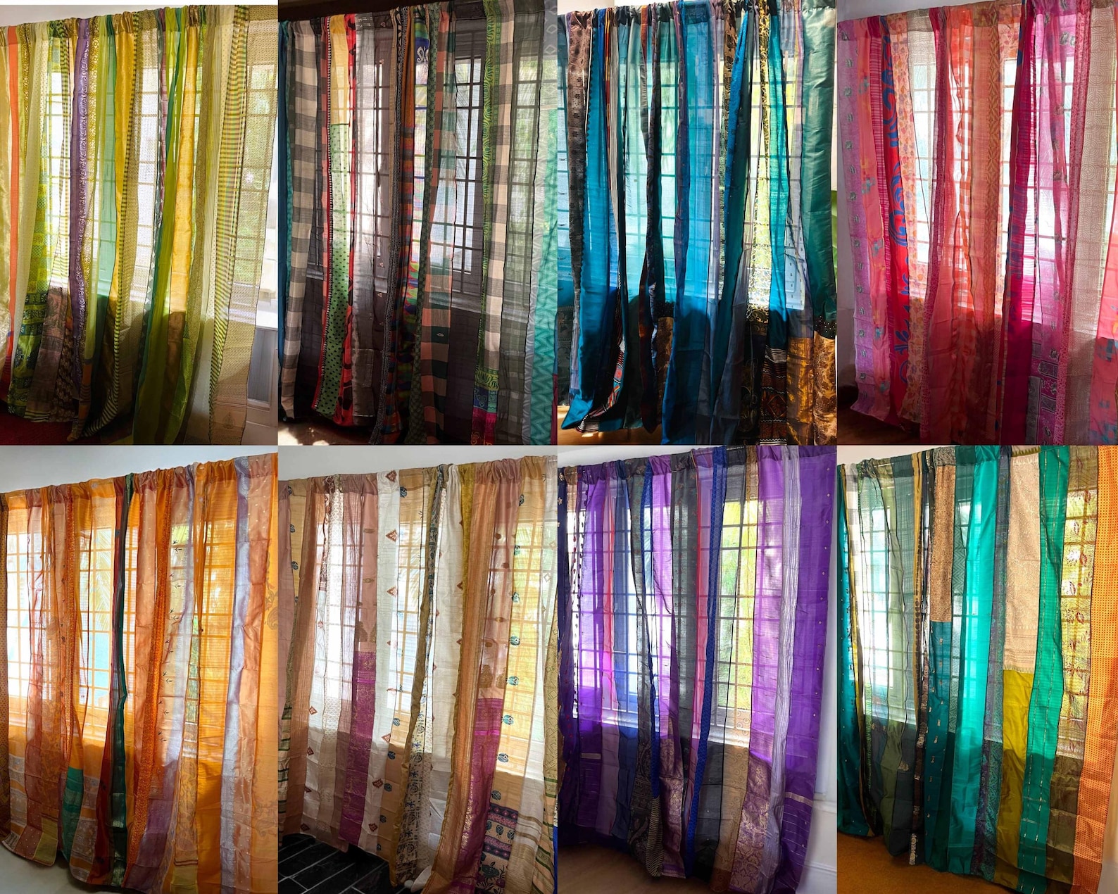 Boho Saree Curtains Upcycled Handmade Saree Curtain With Saree Strips ...