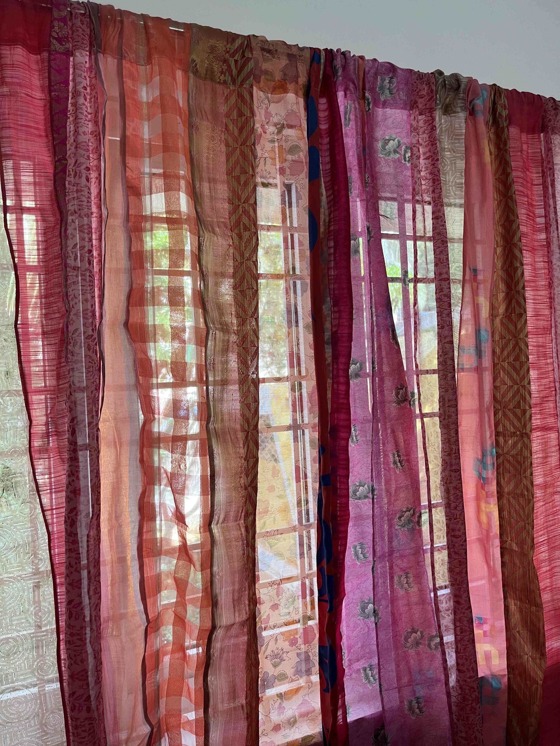 Pink Boho Saree Curtains Upcycled Handmade Saree Curtains With Saree ...