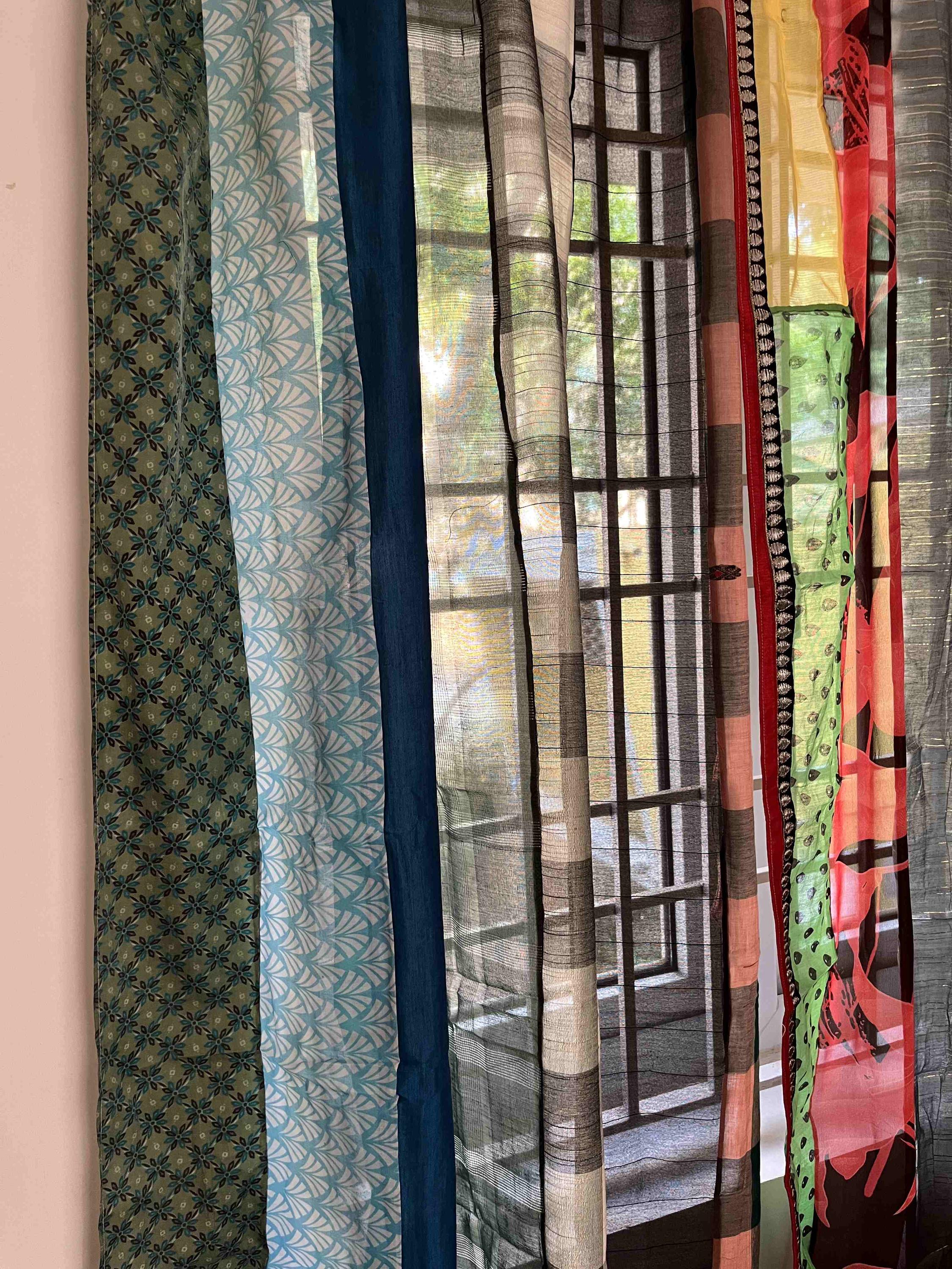 Multicolored Saree Curtains Upcycled Handmade Saree Curtains With Saree ...