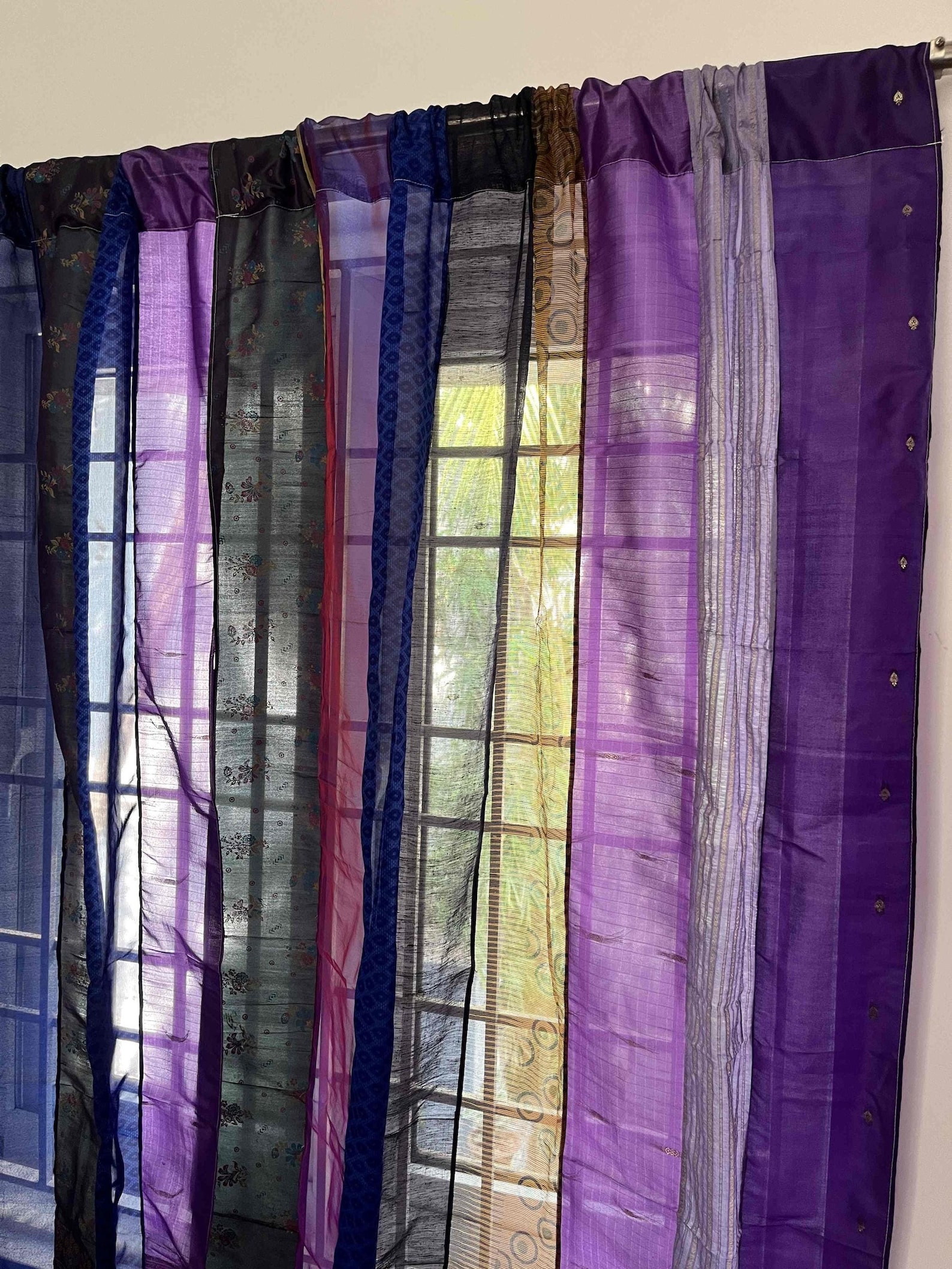 Purple Saree Curtains Upcycled Handmade Saree Curtains With Saree ...