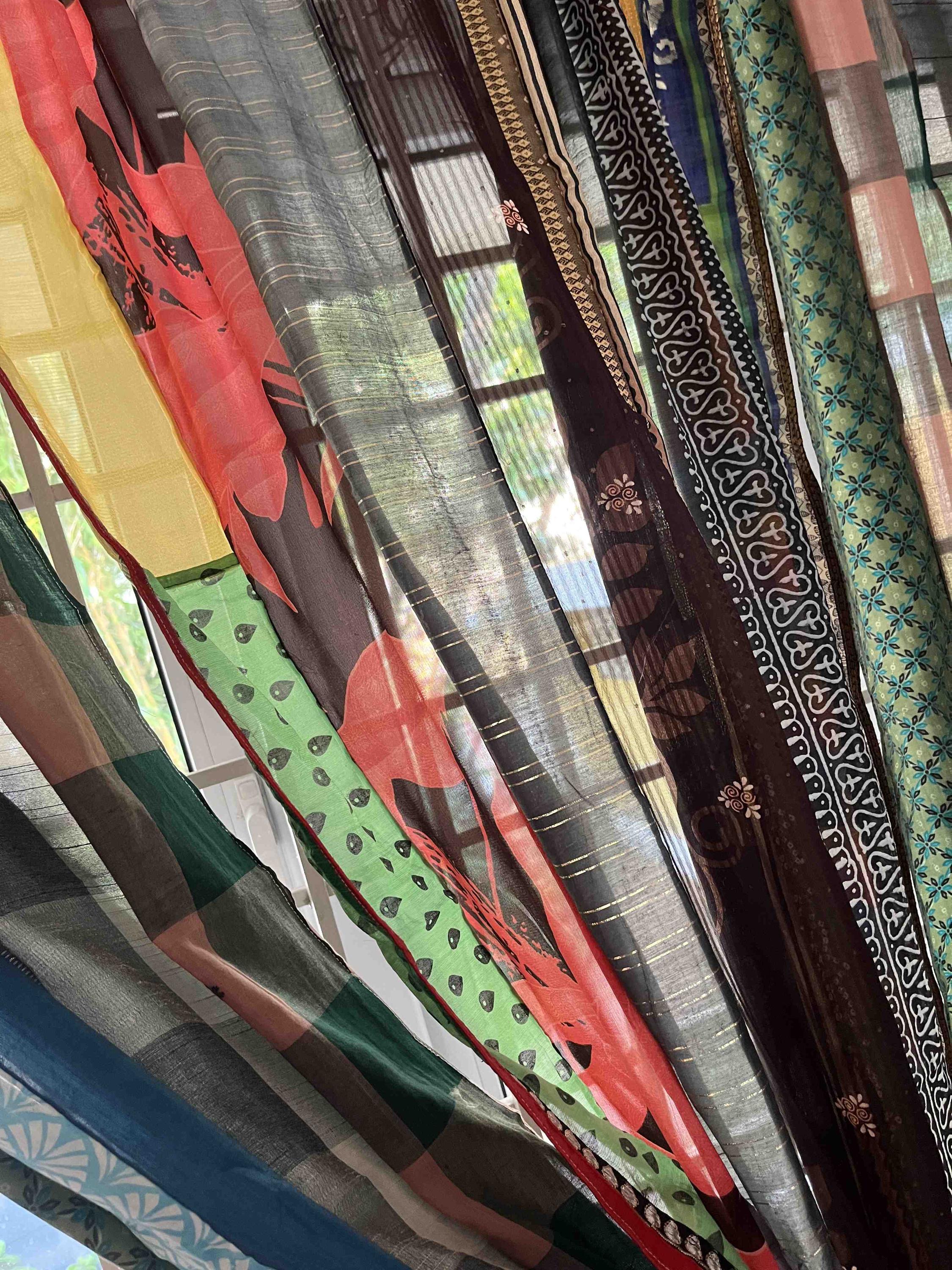 Multicolored Saree Curtains Upcycled Handmade Saree Curtains With Saree ...