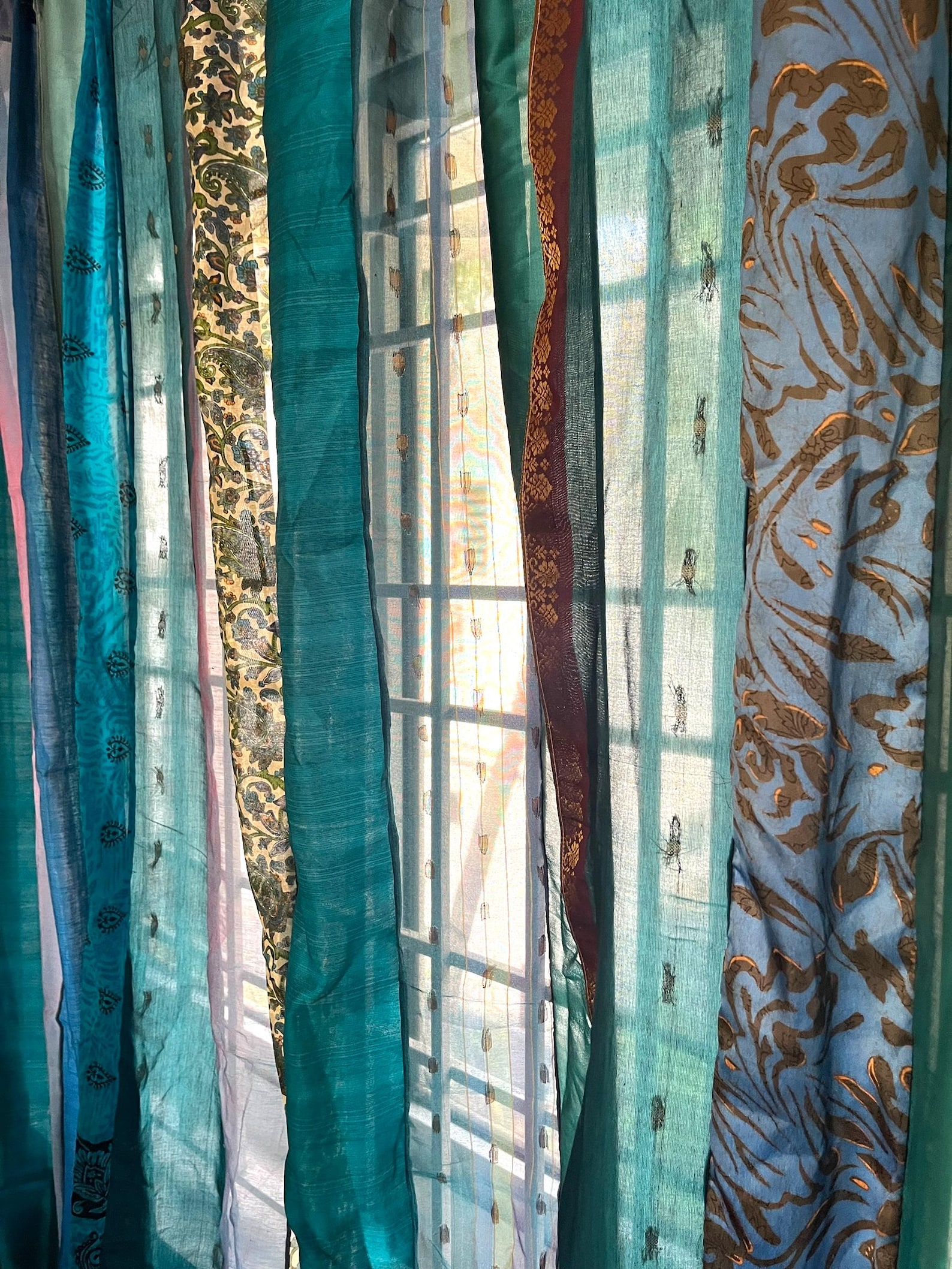 Blue Boho Saree Curtains Upcycled Handmade Saree Curtains With Saree ...