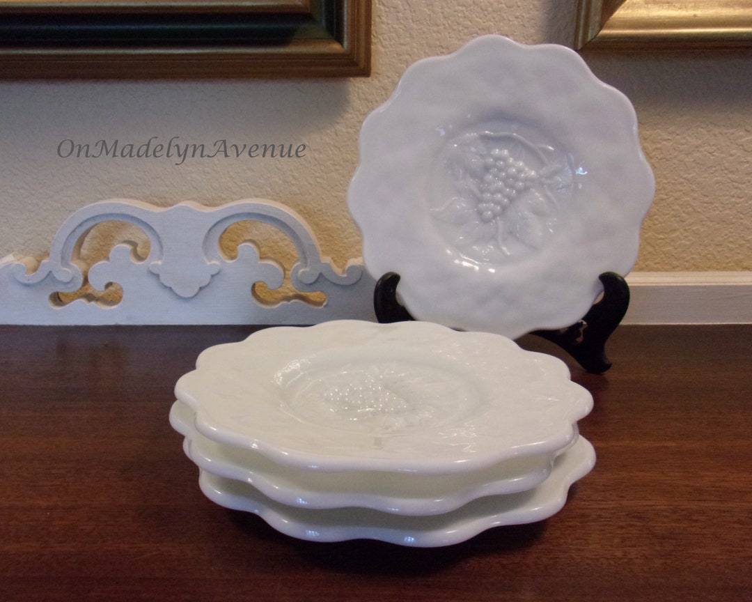 Imperial, Heavy Grape, Milk Glass, 8 Inch Dessert Plates, Set of 4 - Etsy