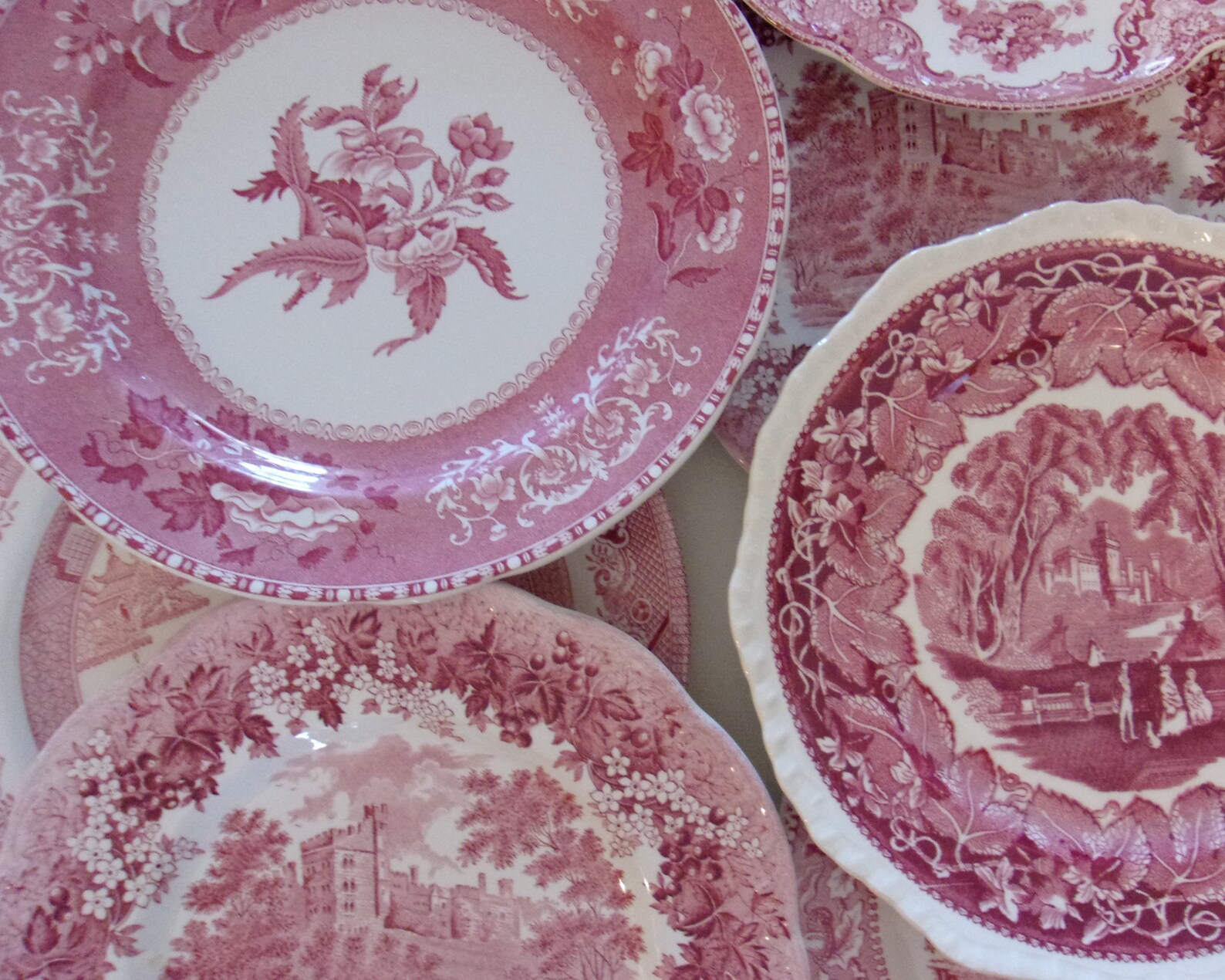 Mismatched Red/pink Transferware Dinner Plates Sets of 4 - Etsy