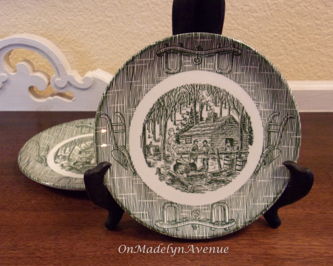 Scio, Currier & Ives, Yoke and Plow, Maple Sugaring, 6 Inch Bread ...