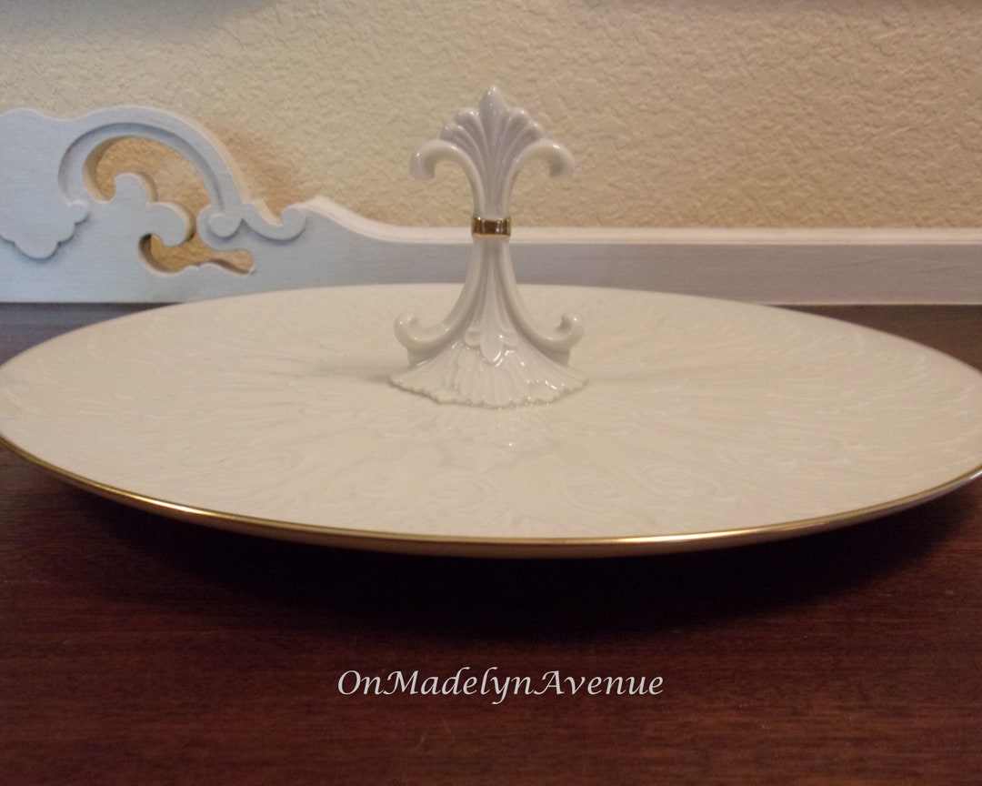 Lenox, Chateau, Center Handle Serving Tray With Gold Trim - Etsy