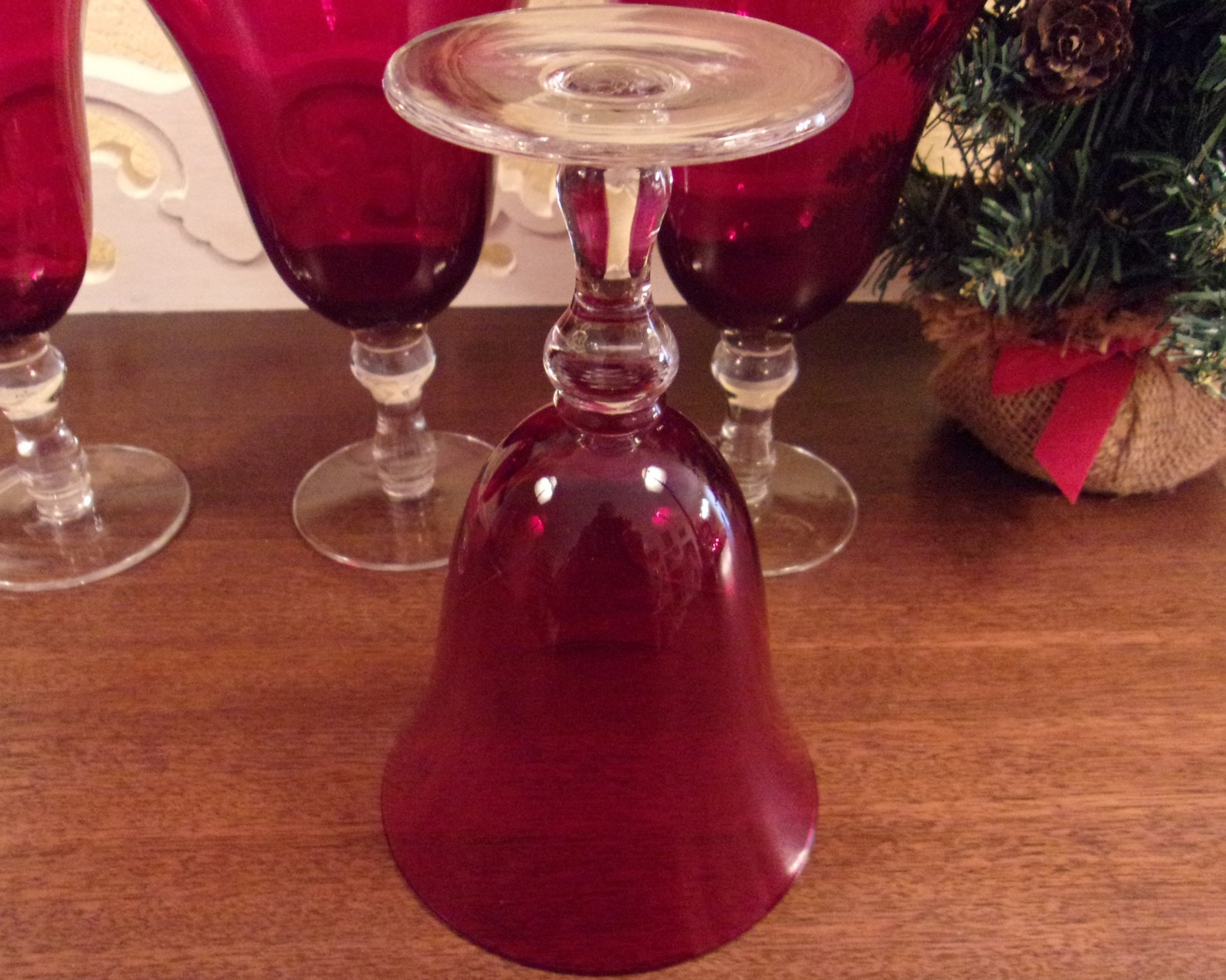 Ruby Red Goblets With Clear Stem Home Essentials Set of 4 - Etsy