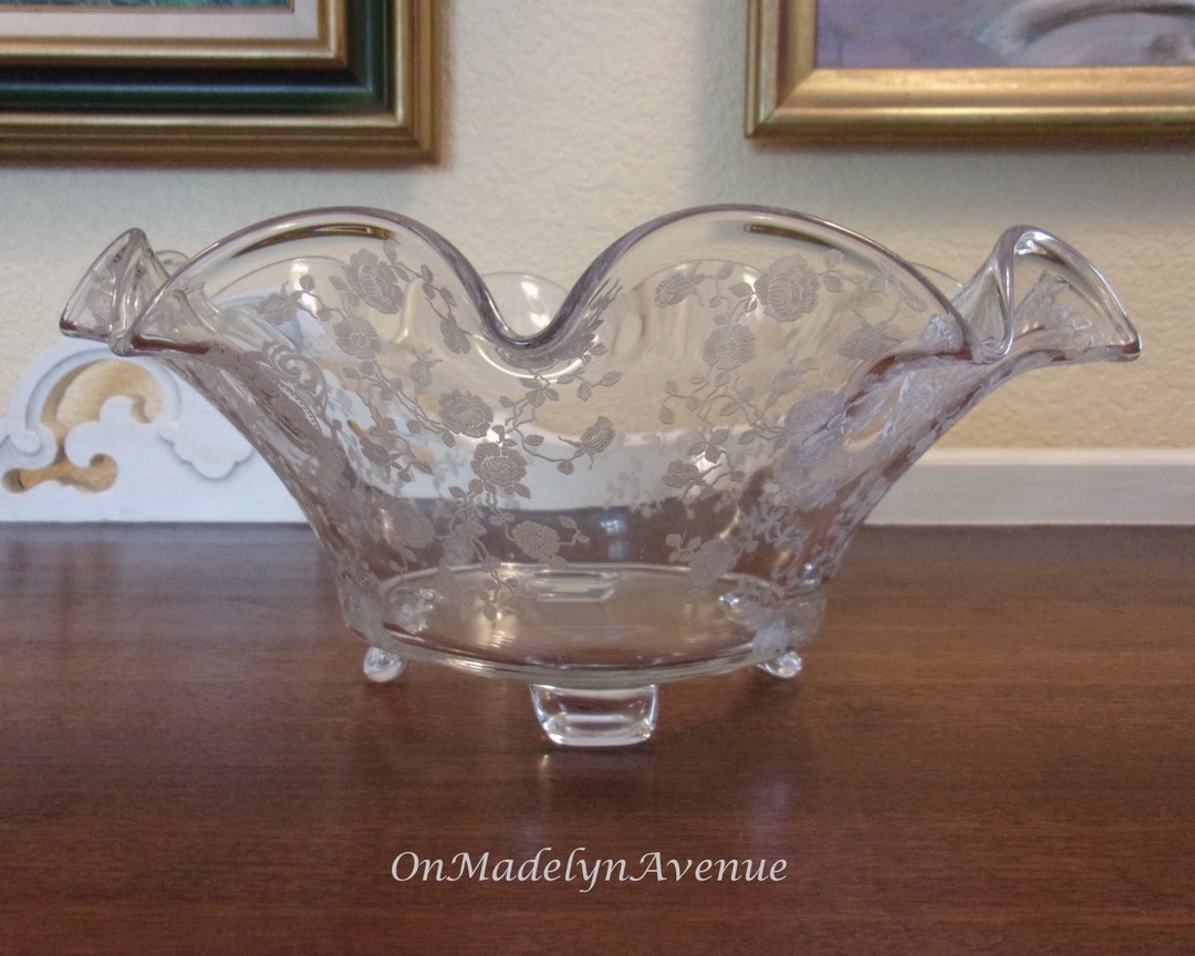 Cambridge Rose Point Footed Centerpiece Bowl 12 Inch - Etsy