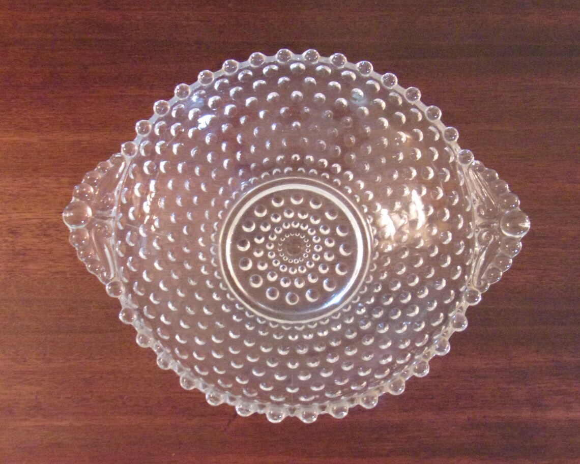 Vintage Pressed Glass Duncan & Miller Hobnail Fruit Bowl - Etsy