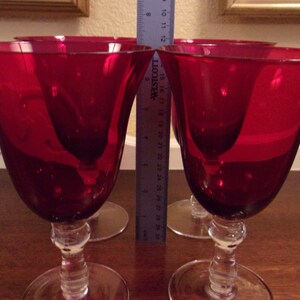 Ruby Red Goblets With Clear Stem Home Essentials Set of 4 - Etsy