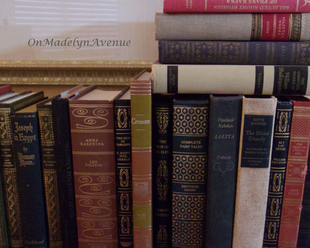 Vintage Books, Classic Library Decor, Various Titles/authors, Sets of 5 ...