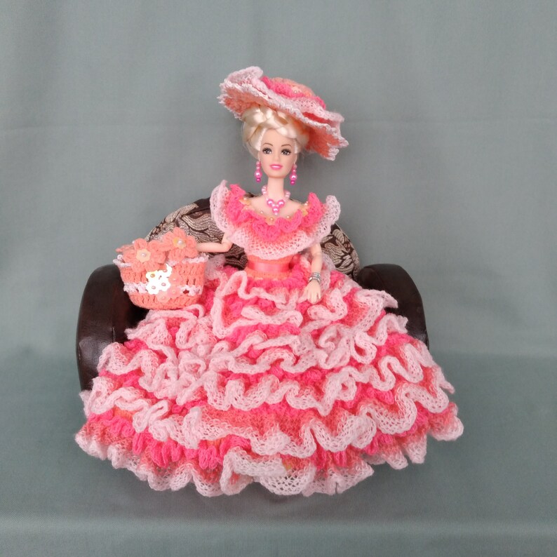 Toys doll clothes set orange barbie dress Crochet barbie dress ...