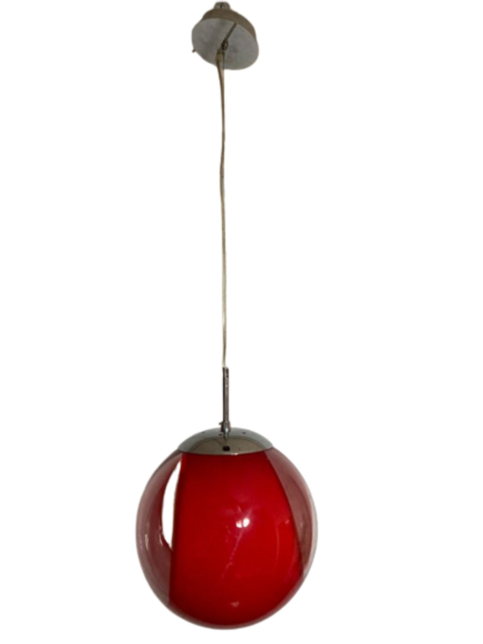 Vintage Blown Glass Pendant Lamp, Space Age Sphere Design, 90s Inspired ...