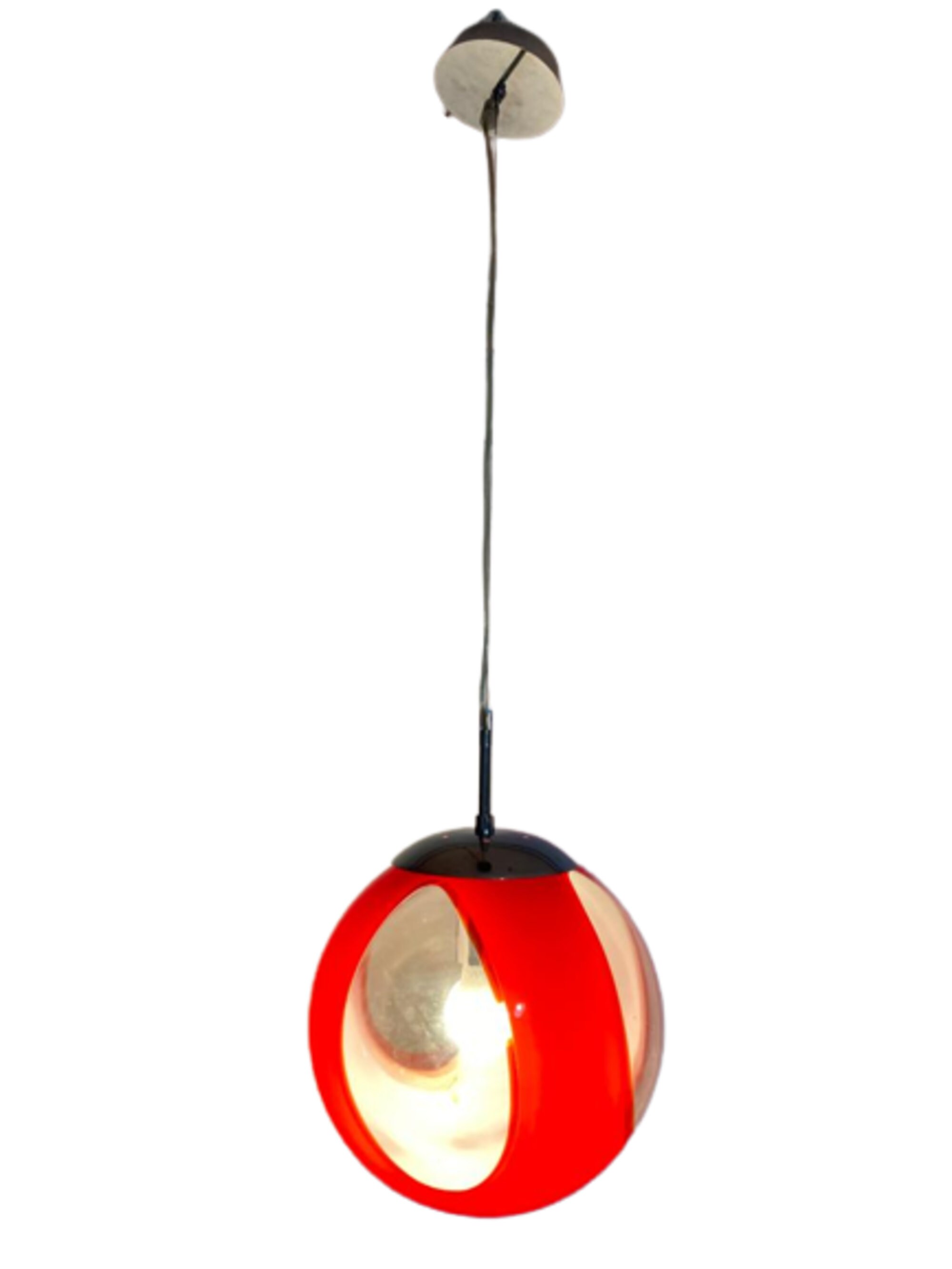 Vintage Blown Glass Pendant Lamp, Space Age Sphere Design, 90s Inspired ...