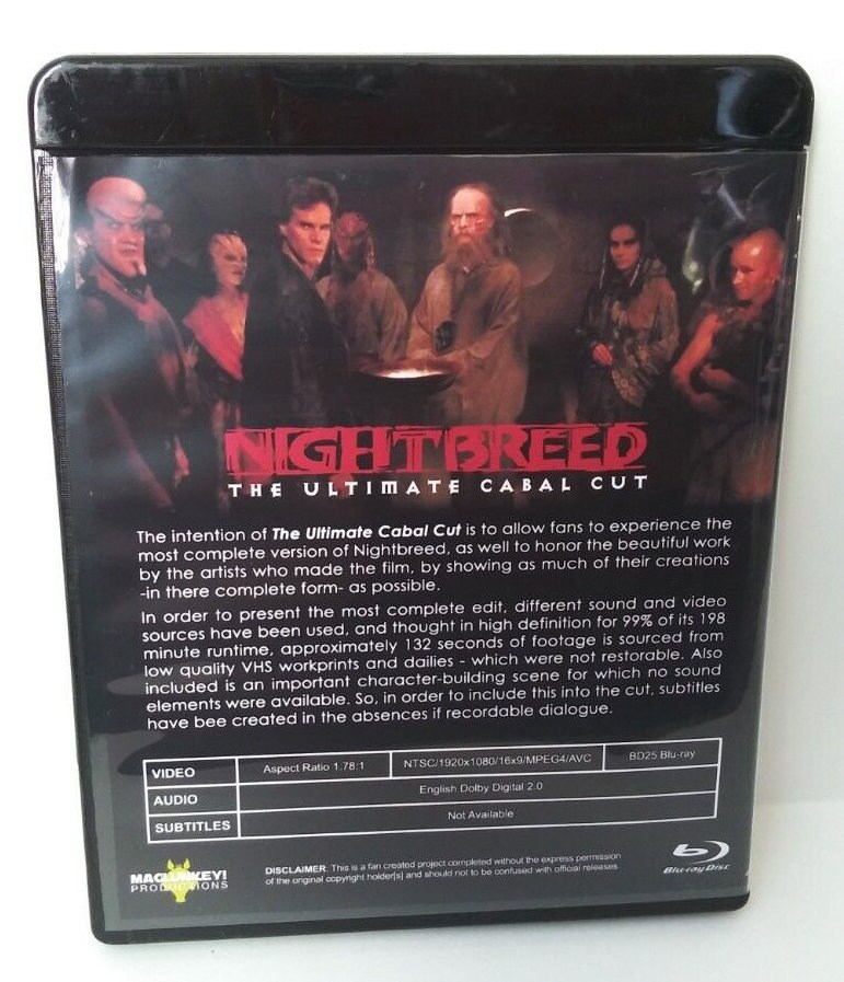 Nightbreed Ultimate Cabal Cut 198 Min Custom Cover Art Set OOP Blu-ray ...
