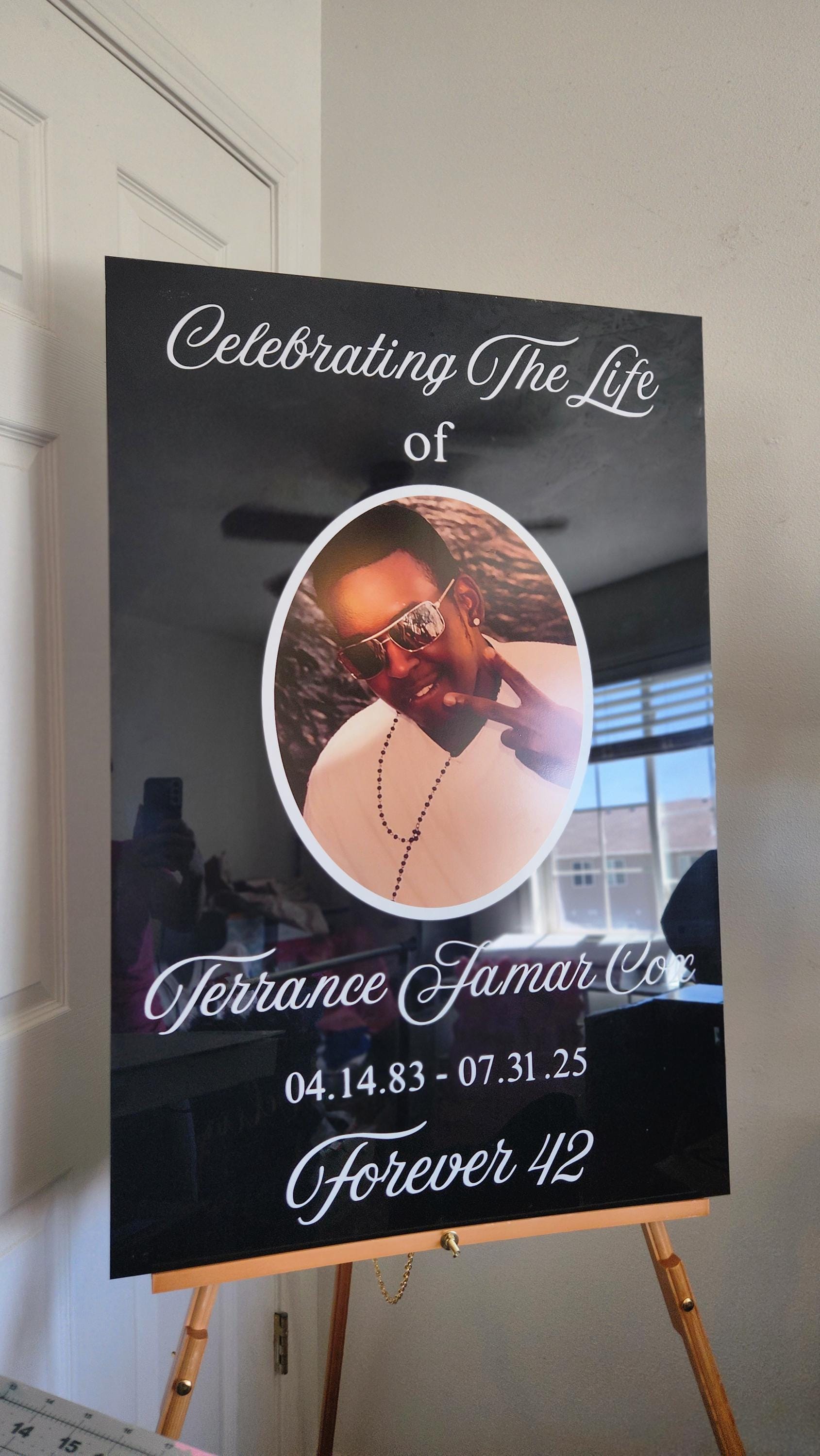 Custom Acrylic Funeral Memorial Sign: Celebration of Life Photo Tribute ...