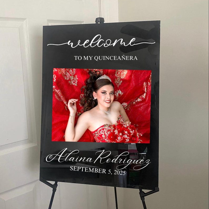 Personalized Quinceañera Welcome Acrylic Sign With Picture - Etsy