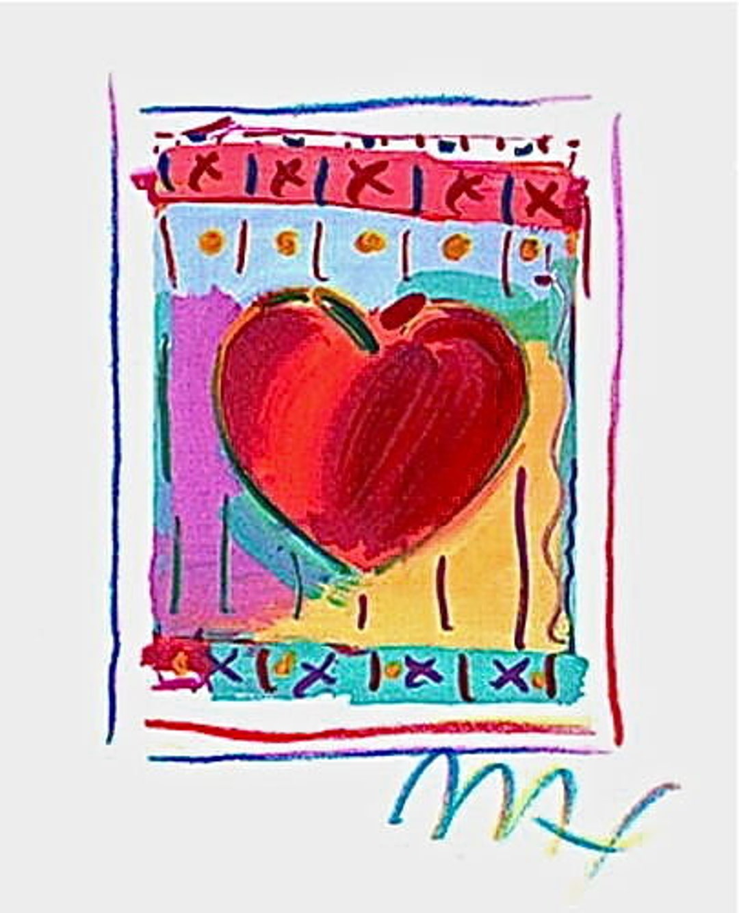 Heart Series II Limited Edition Lithograph Mini 5 X 4 Peter Max SIGNED ...