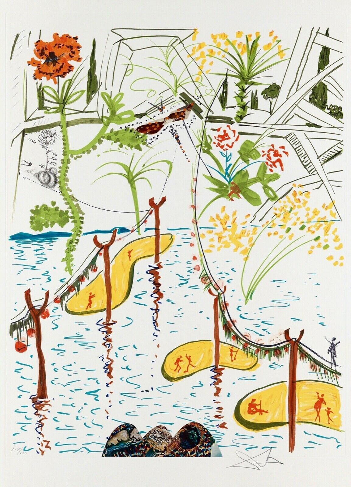Biological Garden, Limited Edition Lithograph & Collage, Salvador Dali ...