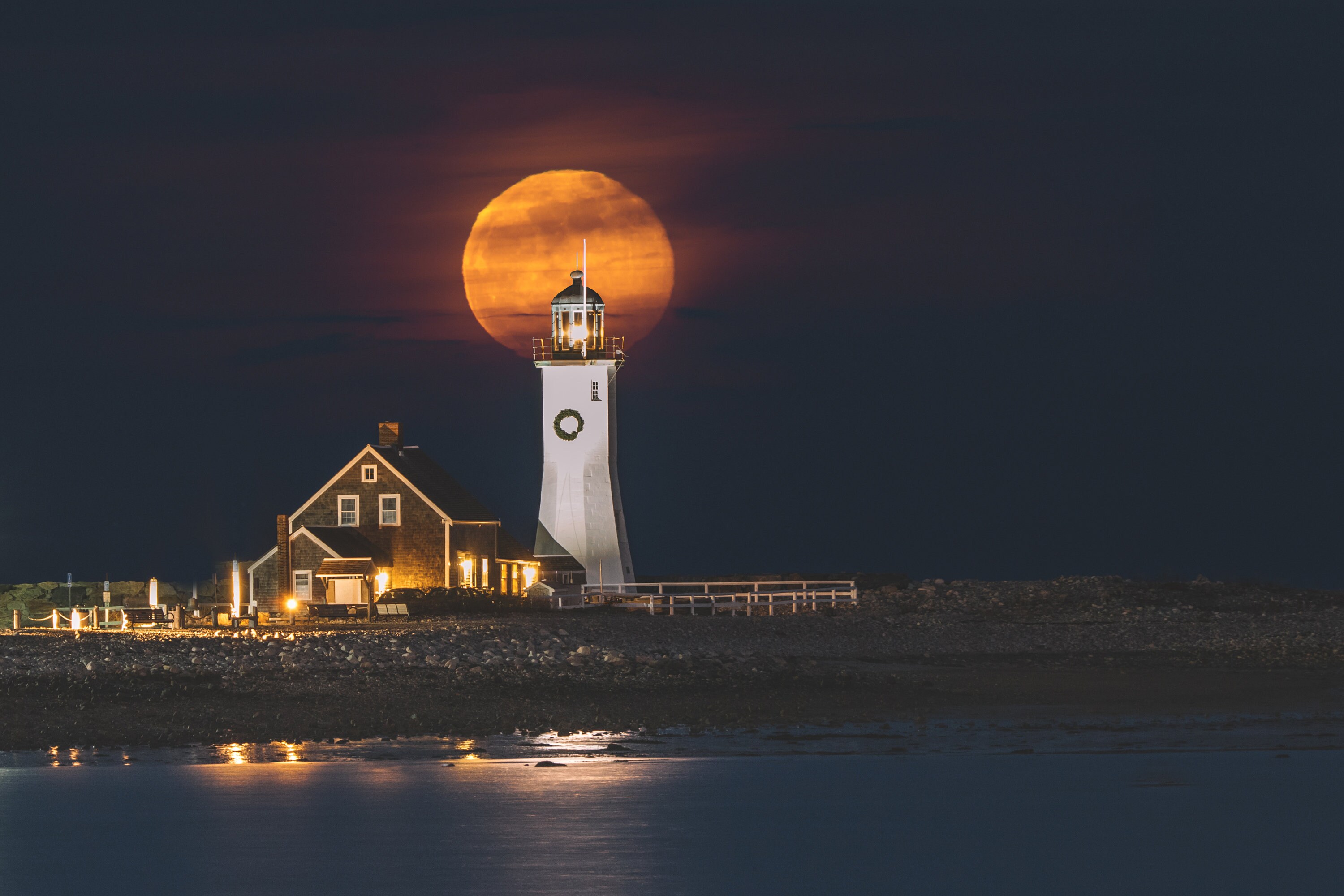 Old Scituate Lighthouse Moon Rise | Etsy