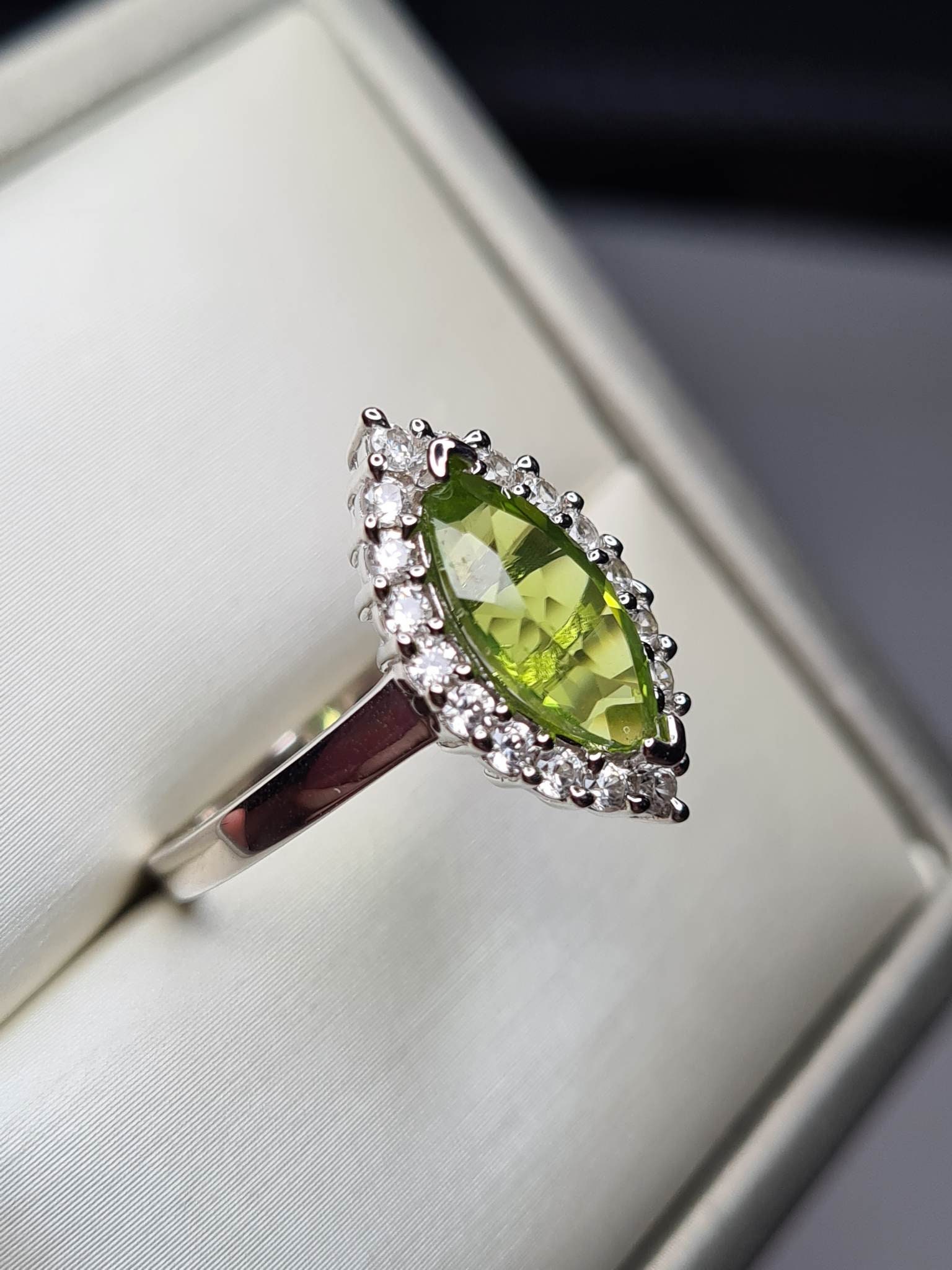 Marquise Halo Natural Hebei Peridot and Natural Cambodian - Etsy