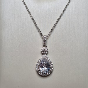 Pear Drop Diamond Necklace 925 Sterling Silver - Etsy