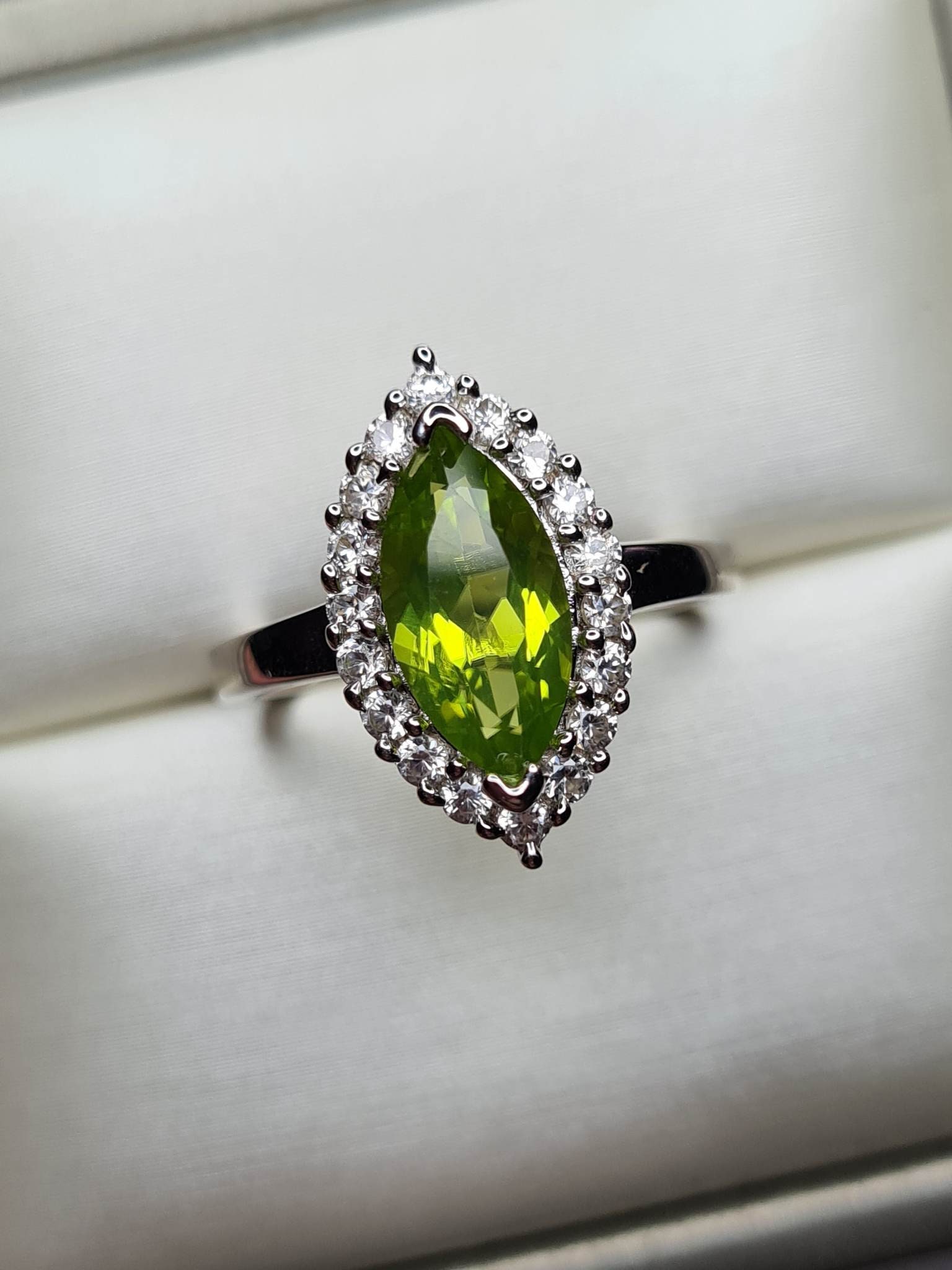 Marquise Halo Natural Hebei Peridot and Natural Cambodian - Etsy