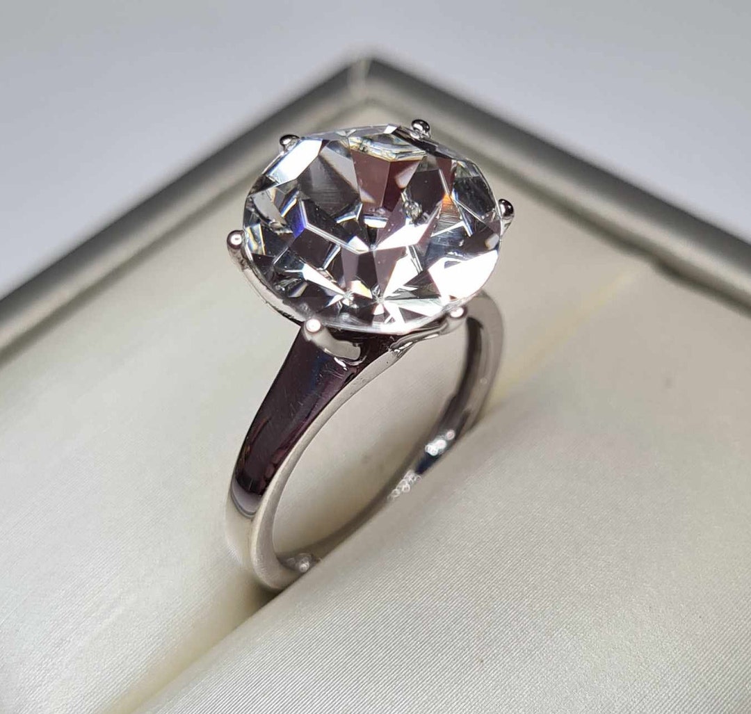 5.750ct. Swarovski Crystal Solitaire Ring 925 Sterling Silver SIZE K ...