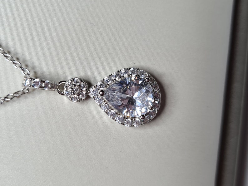 Pear Drop Diamond Necklace 925 Sterling Silver - Etsy