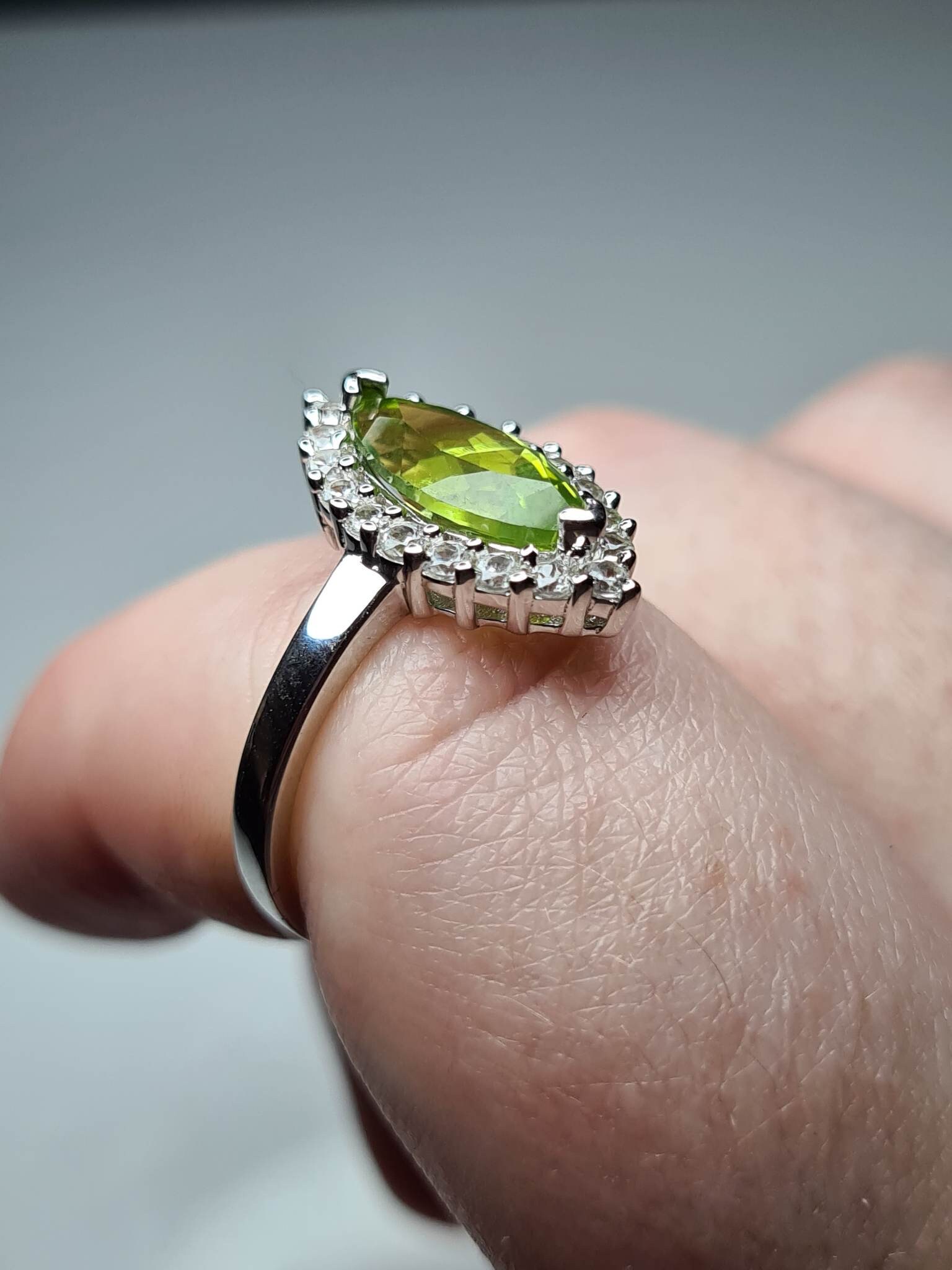 Marquise Halo Natural Hebei Peridot and Natural Cambodian - Etsy