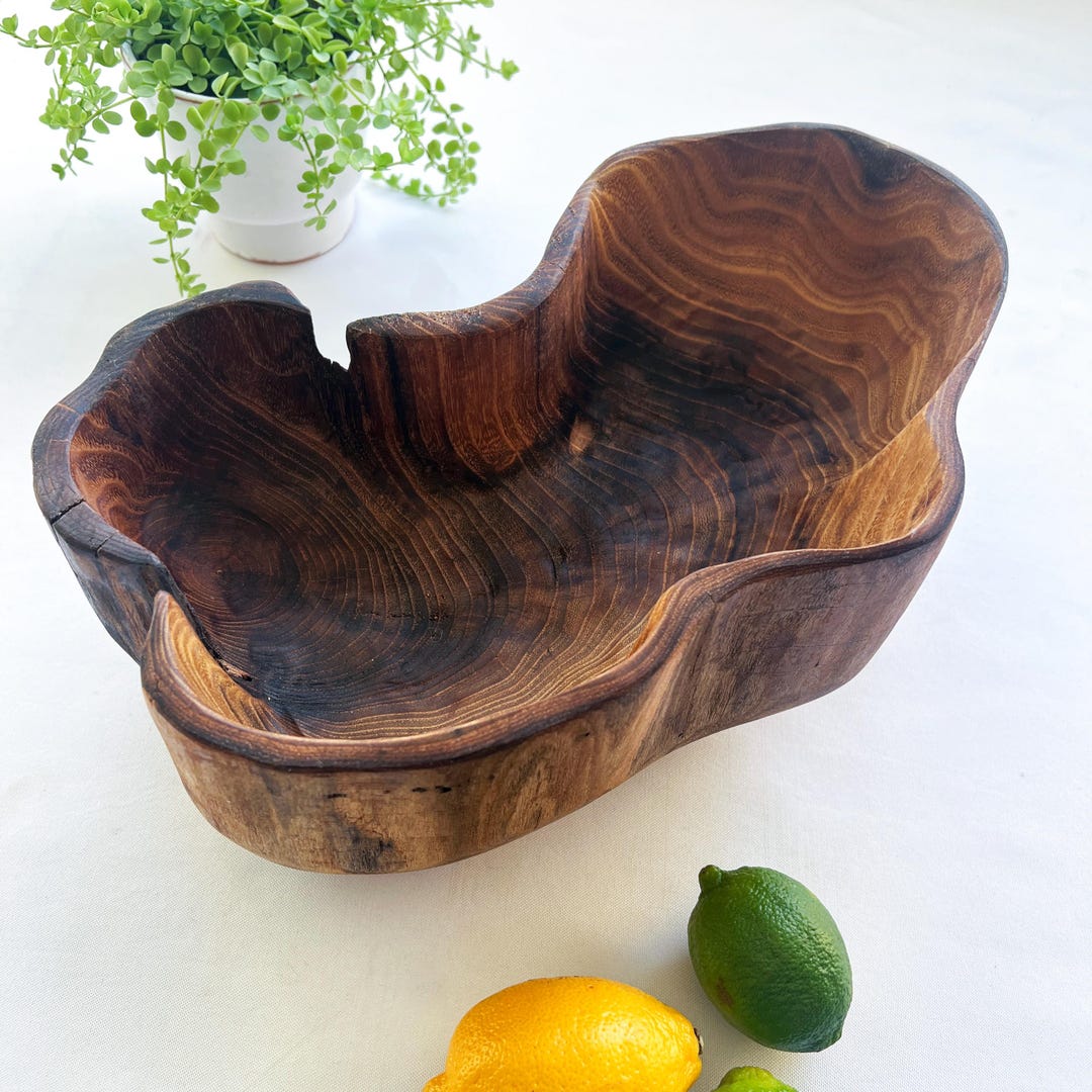 Elongated Curved Bowl, 12.5 X 8 X 5.5, Wood Fruit Bowl, Catch-all ...