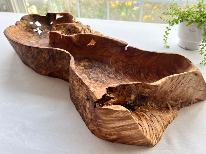 Large Asymmetrical Bowl, 26 X 14, Burl Wood Compartmented Fruit Bowl ...