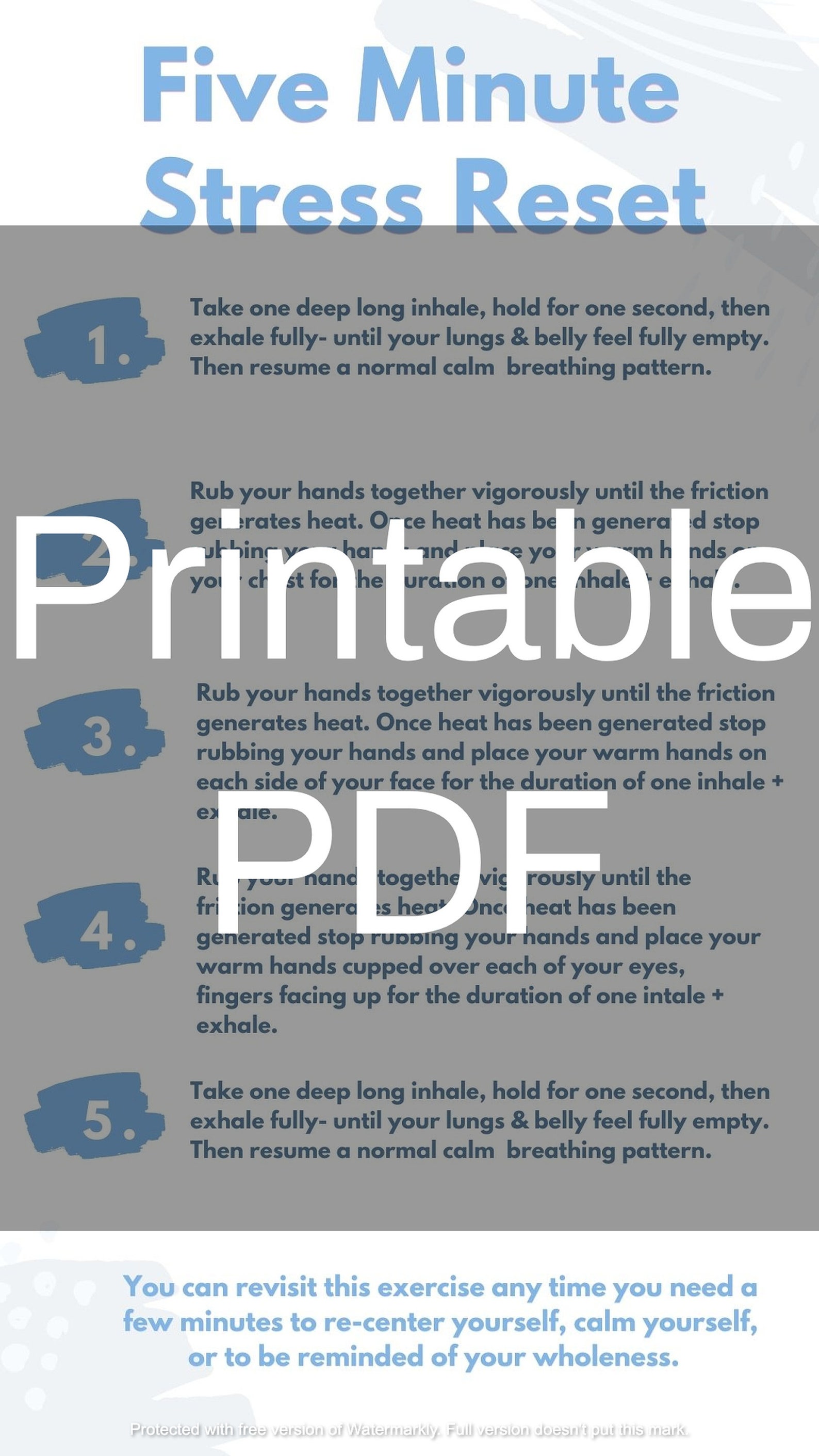 Five Minute De-stress Exercise - Etsy