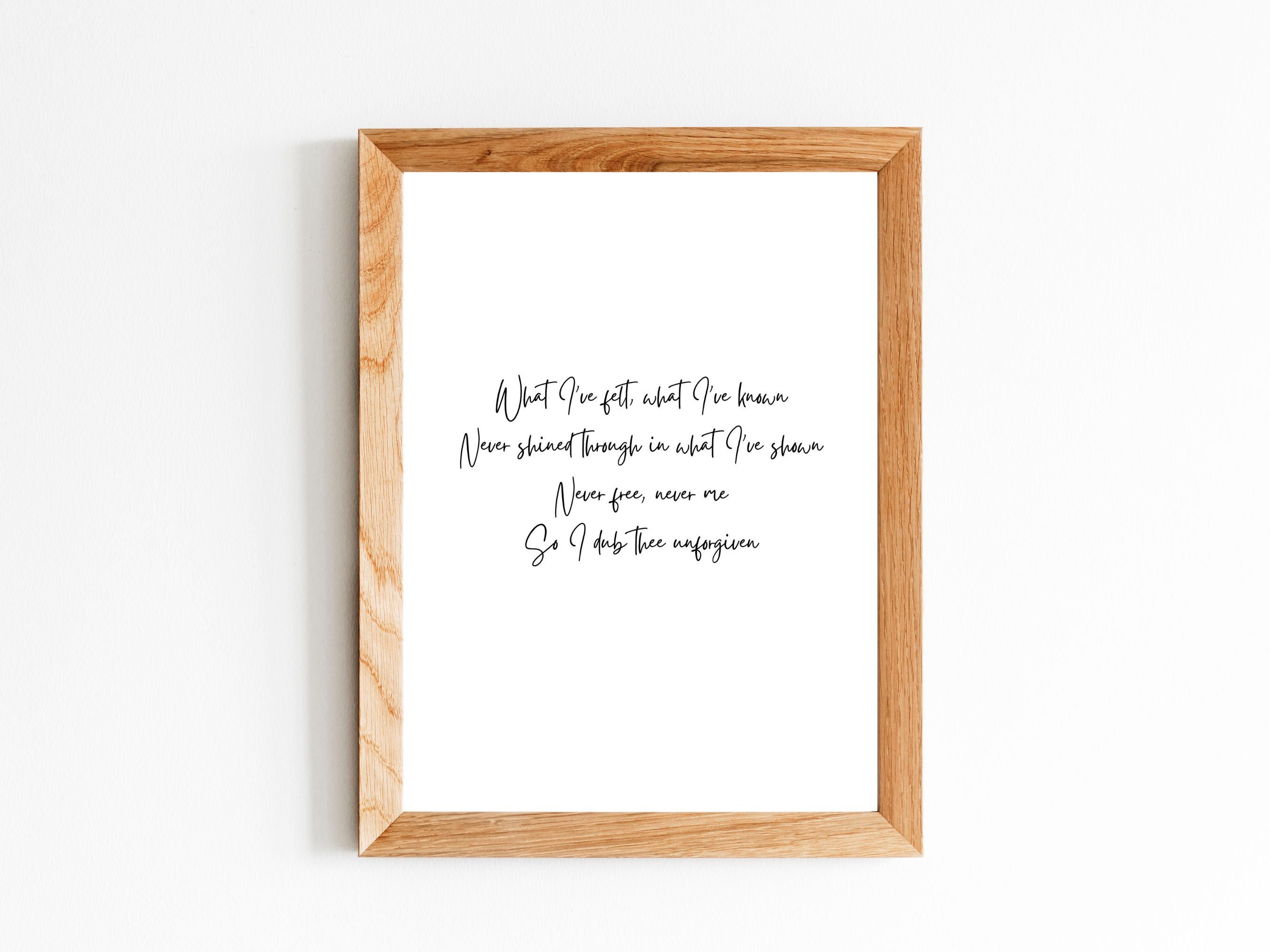 Metallica 'the Unforgiven' Lyrics Rock Music Wall Art Decor, Digital ...