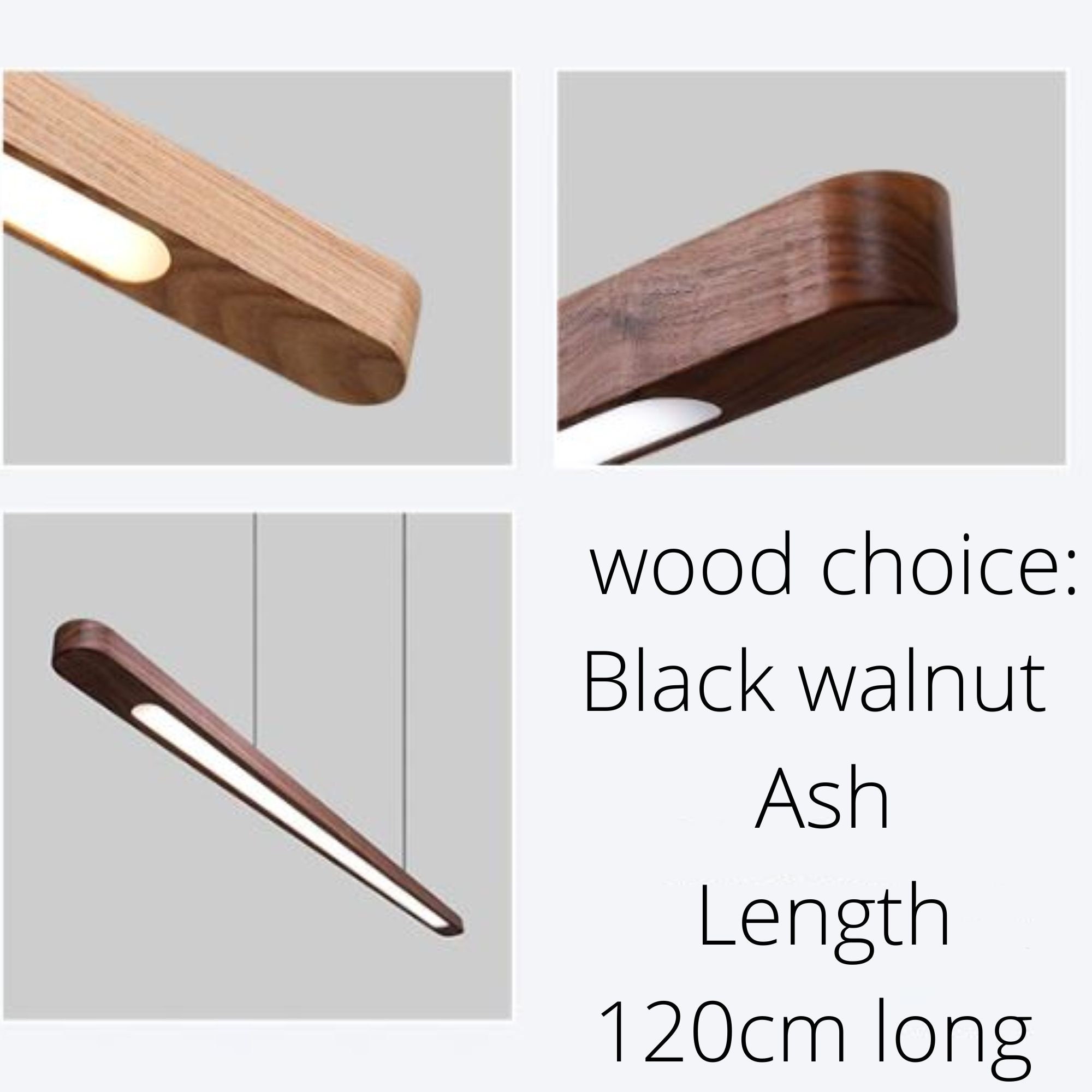 Oval Linear Pendant Chandelier Solid Wood Black Walnut or Ash ...