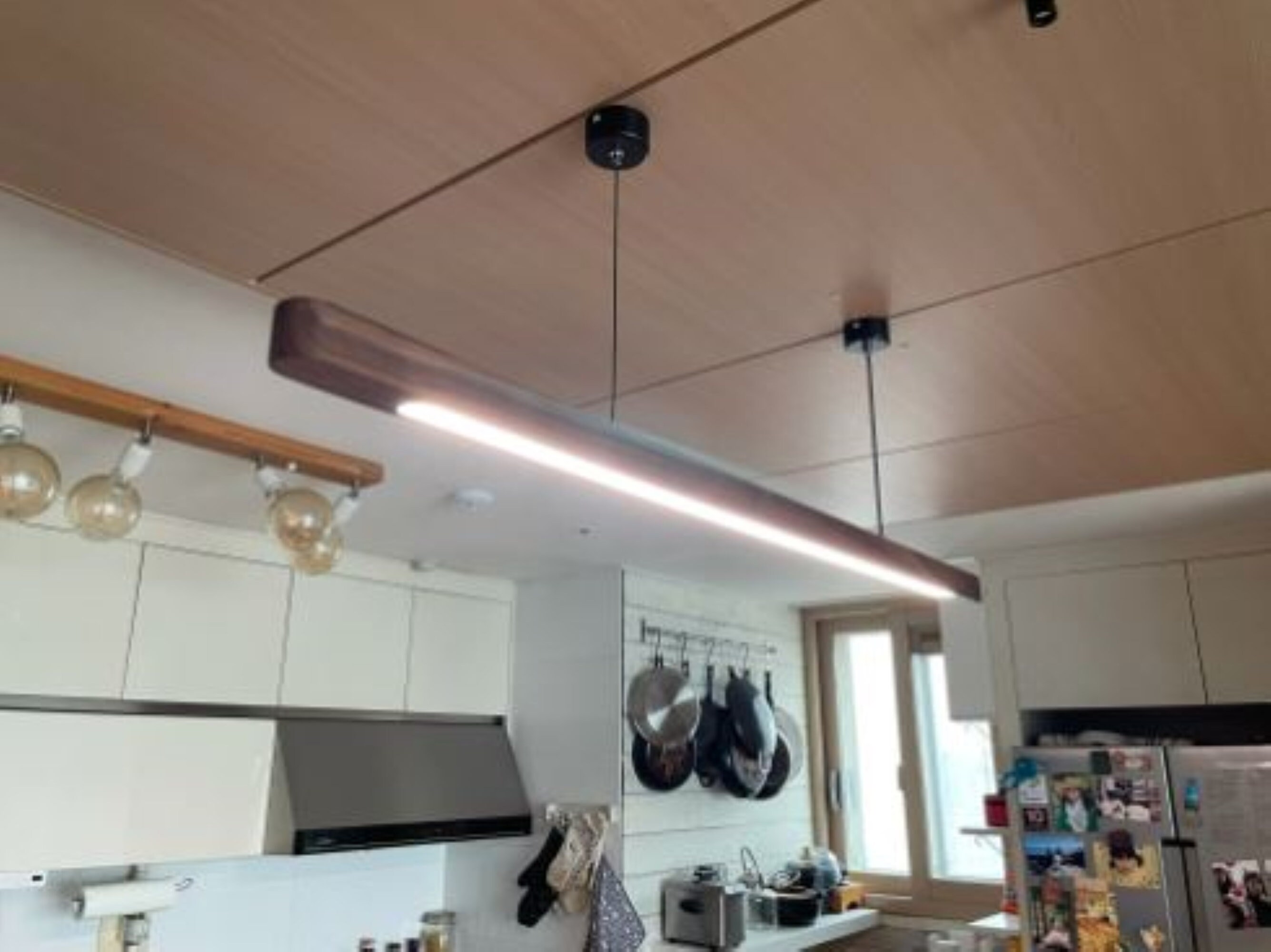 Oval Linear Pendant Chandelier Solid Wood Black Walnut or - Etsy