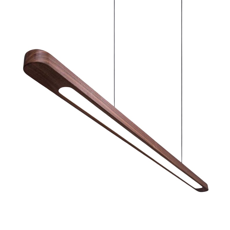 Oval Linear Pendant Chandelier Solid Wood Black Walnut or Ash ...