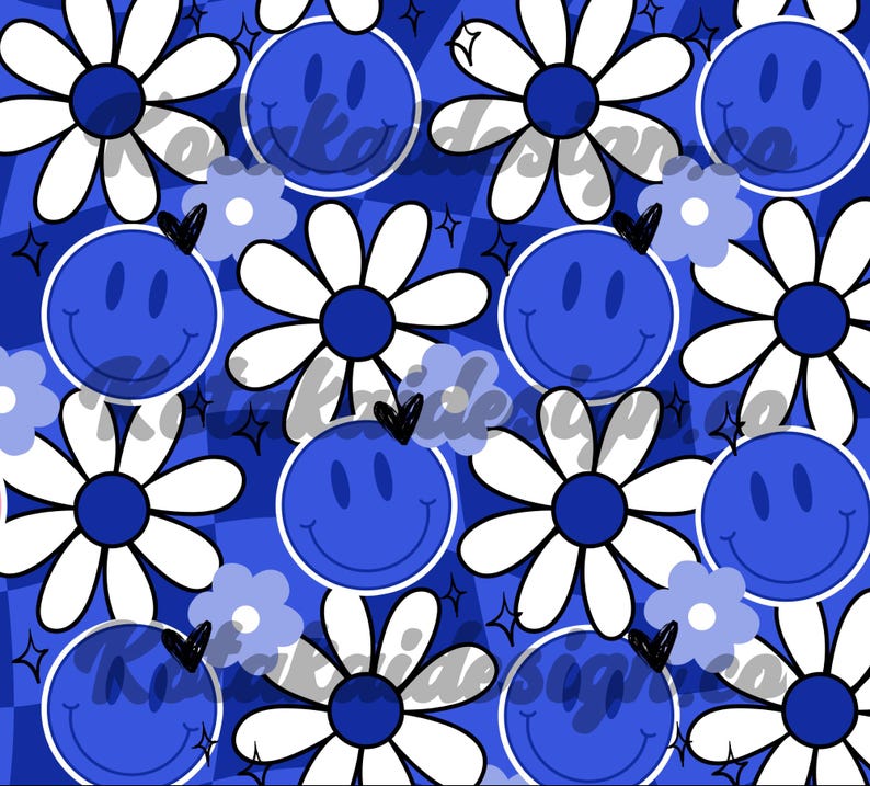 Retro Blue Smiley Face 20oz Straight Tumbler Wrap - Etsy